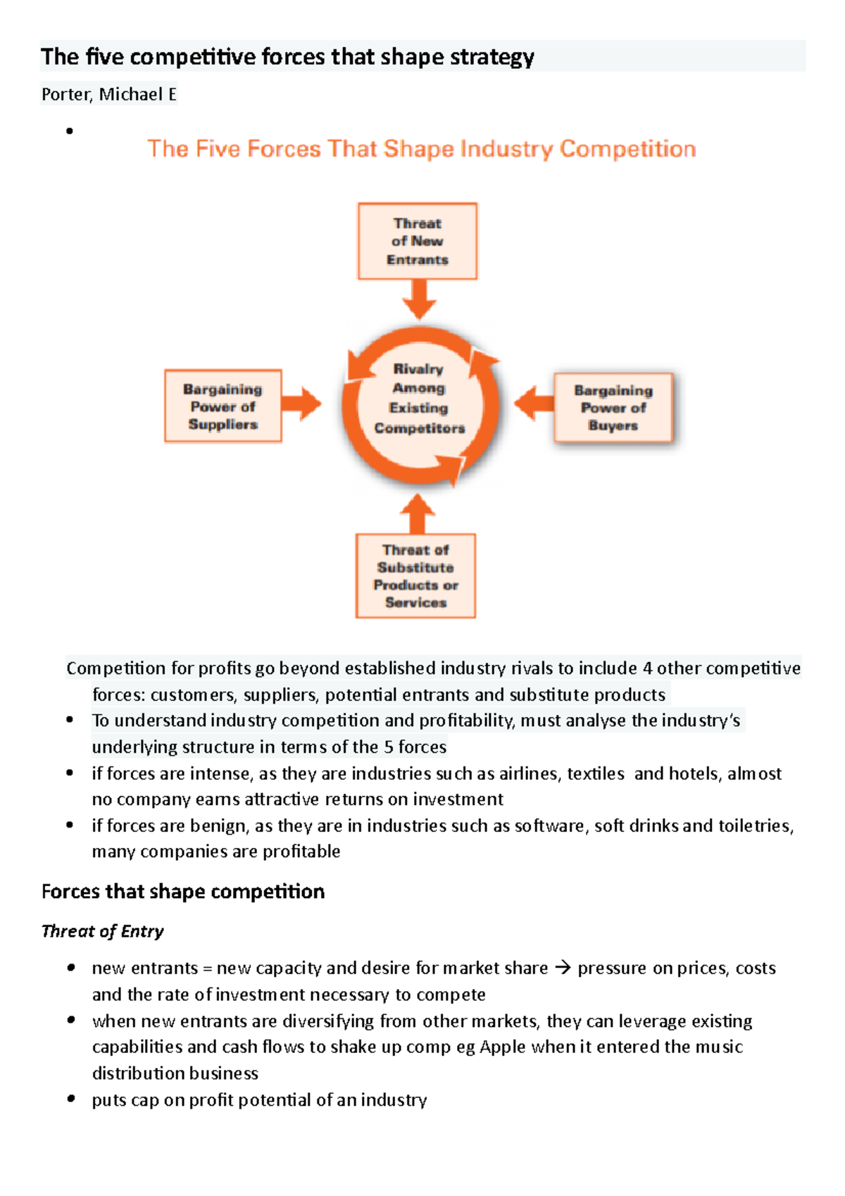 WEEK 4 Readings - The five competitive forces that shape strategy ...