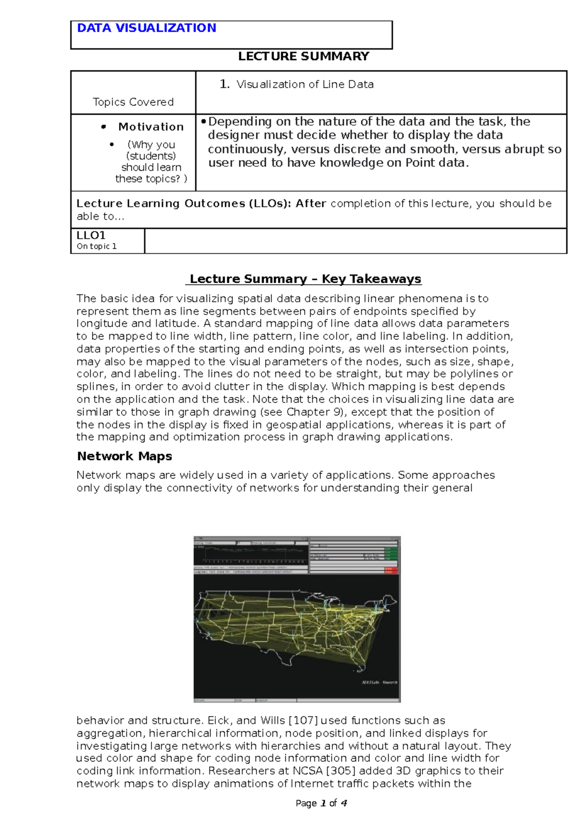 Visualization of Line Data - LECTURE SUMMARY Topics Covered 1. Visualization of Line Data - Studocu