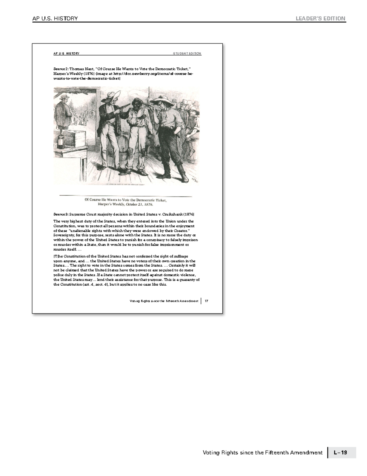 Voting Rights since the Fifteenth Amendment - Leaders Notes - Voting ...