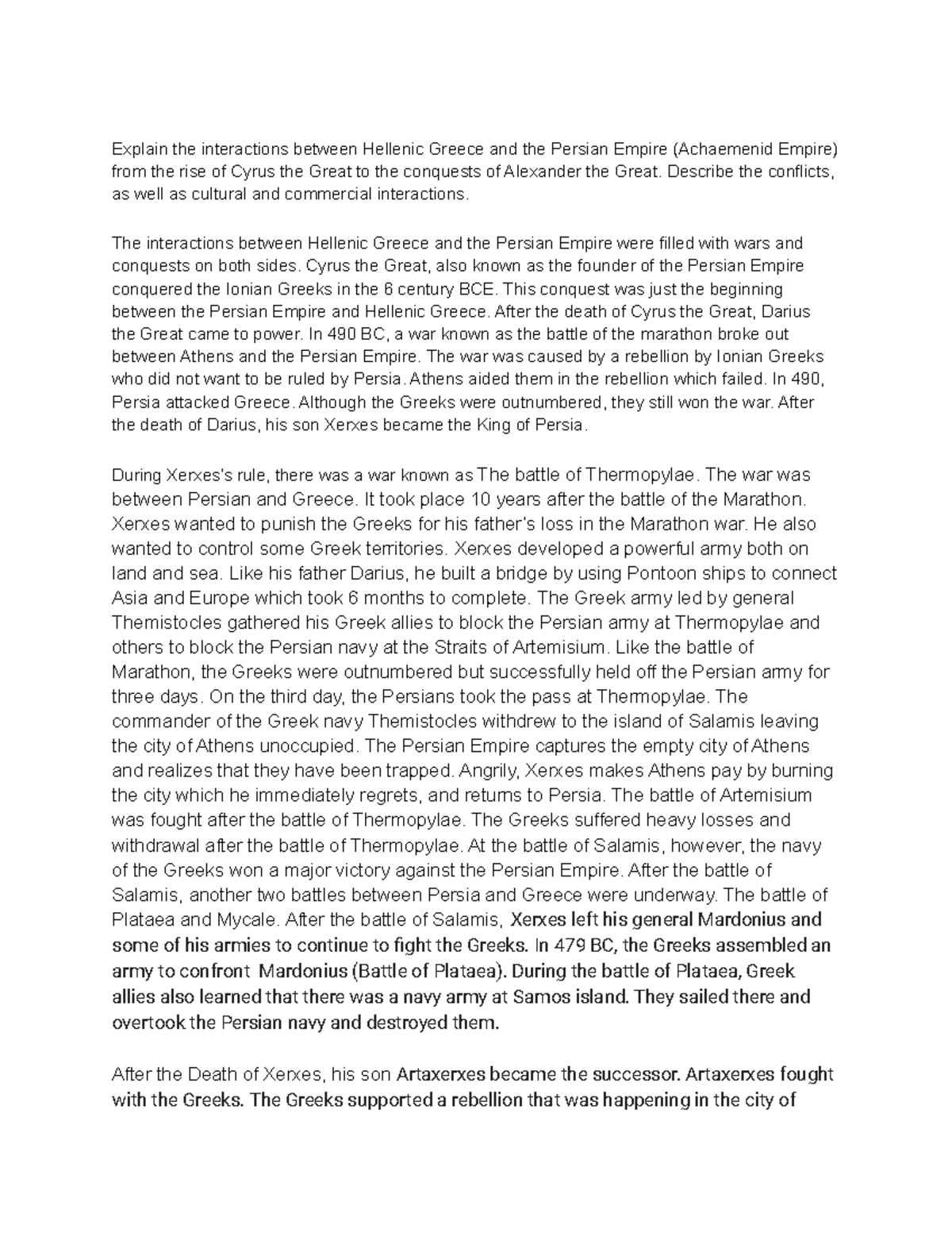 History 1 Western Civilization Essay 1 - Explain the interactions ...