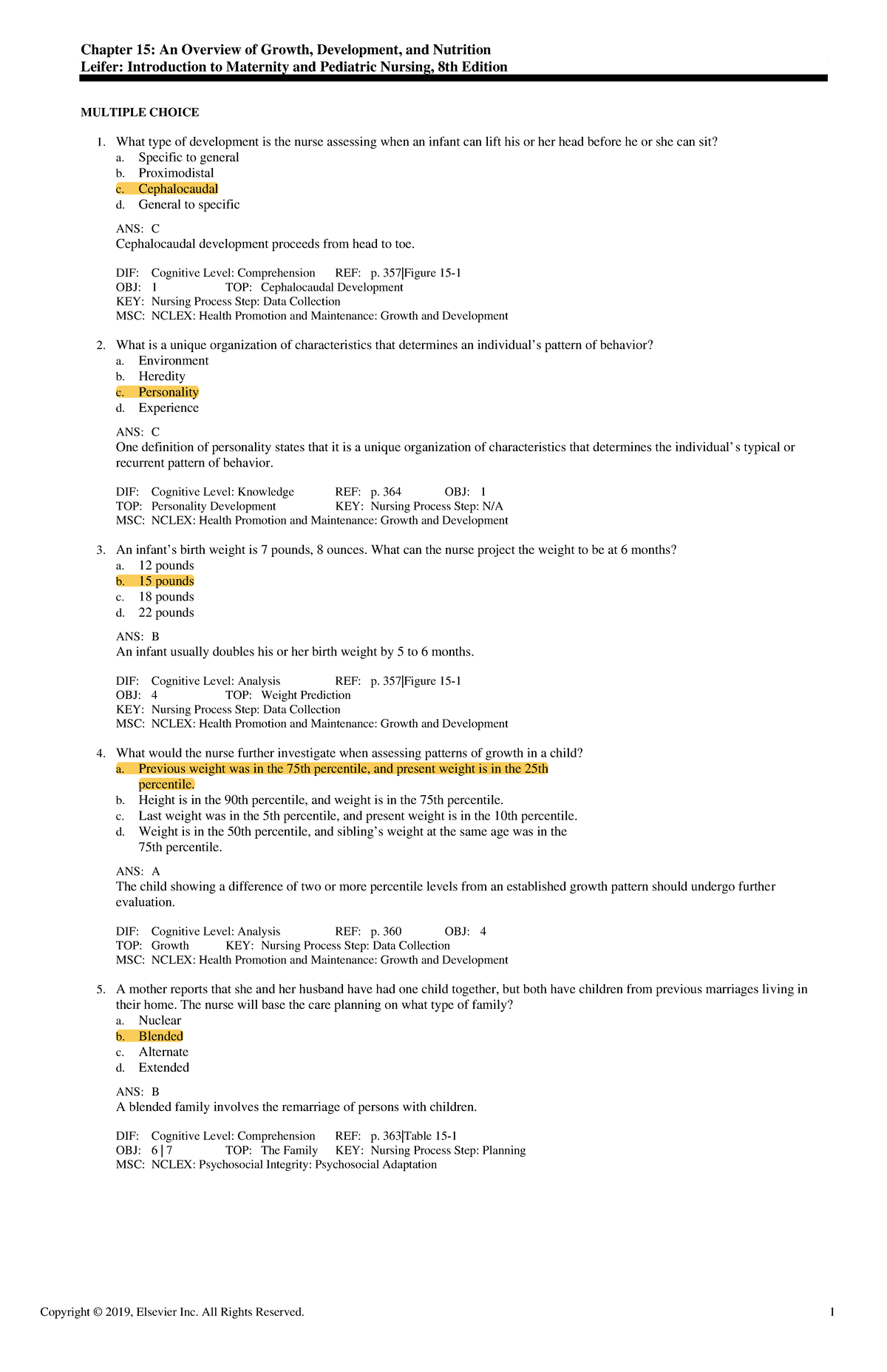 Exam View - Chapter 15 - Chapter 15: An Overview of Growth, Development ...