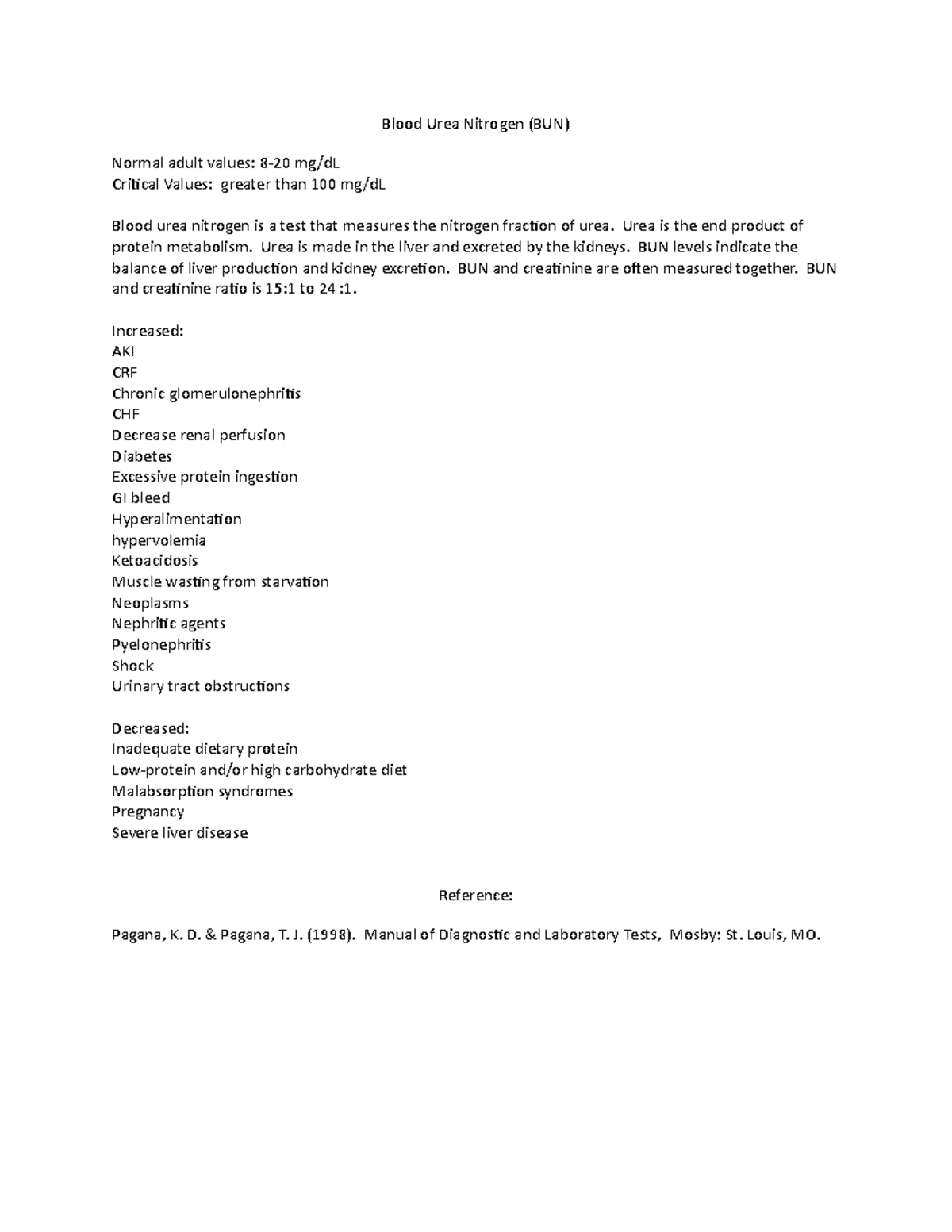 Blood Urea Nitrogen Path Blood Urea Nitrogen BUN Normal Adult