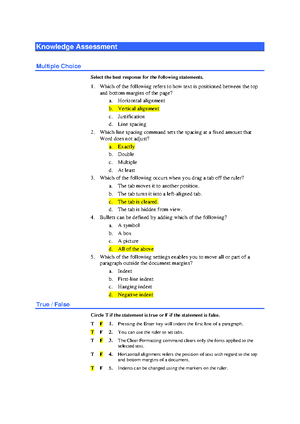 Lesson 3 - Knowledge Assessment Answers - Knowledge Assessment Multiple ...