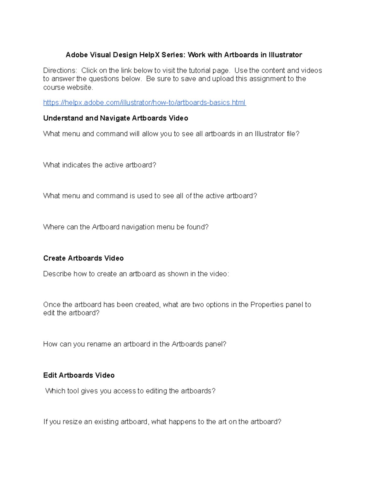 Adobe Visual Design 3.01 - Help X Series Work with Artboards in ...