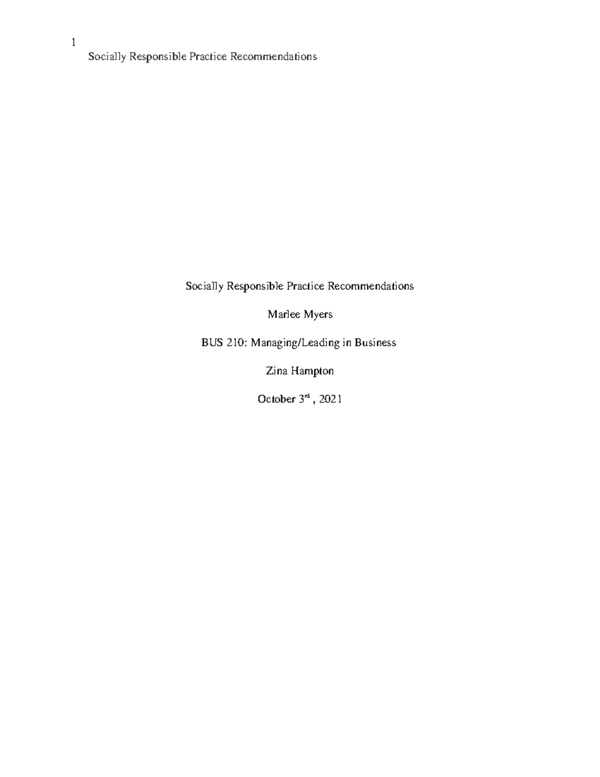 Module 5 Assignment 5 Marlee Myers BUS210 - Socially Responsible ...