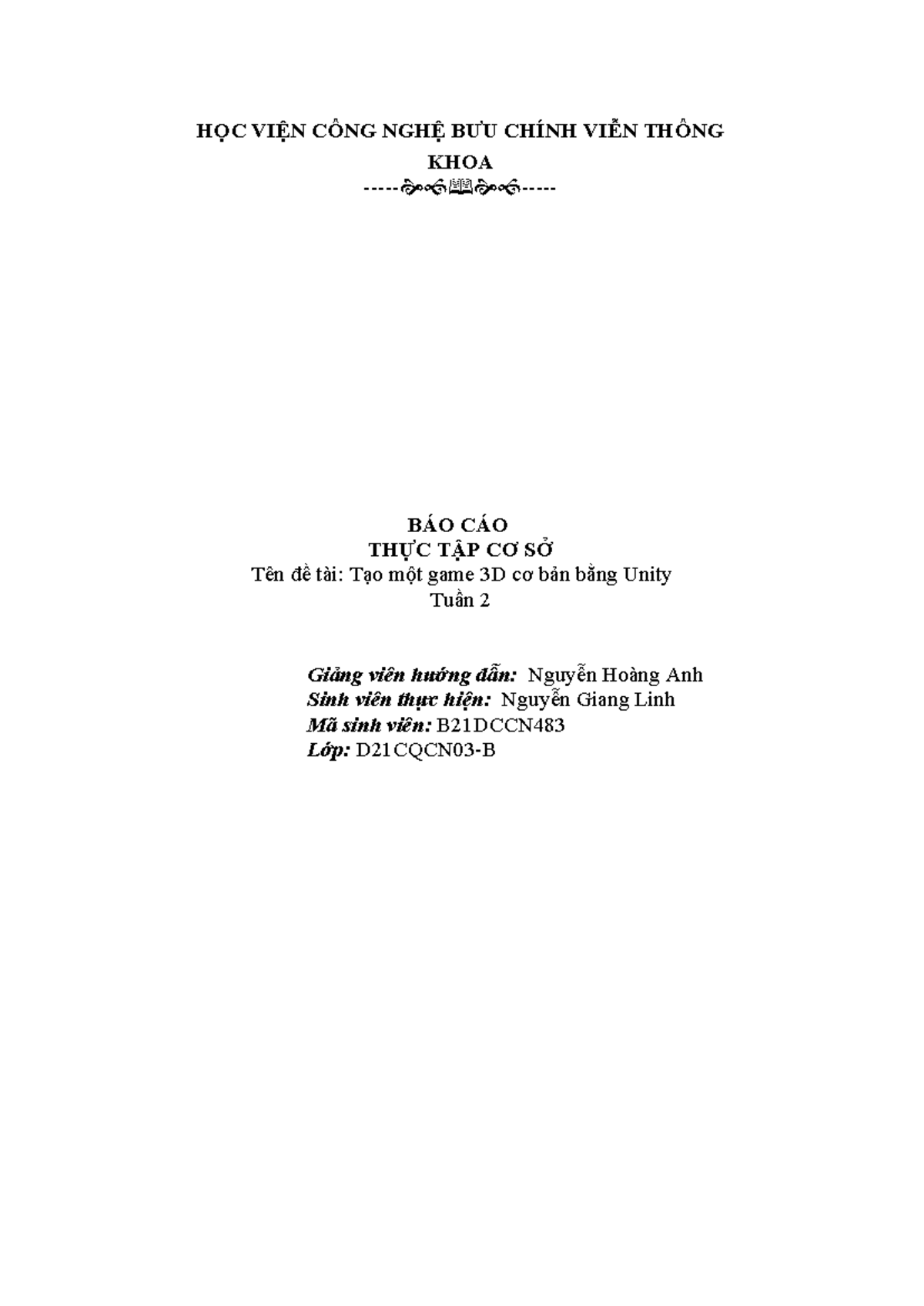 Báo cáo thực tập tuần 2 - dsadasdas - HỌC VIỆN CÔNG NGHỆ BƯU CHÍNH VIỄN ...