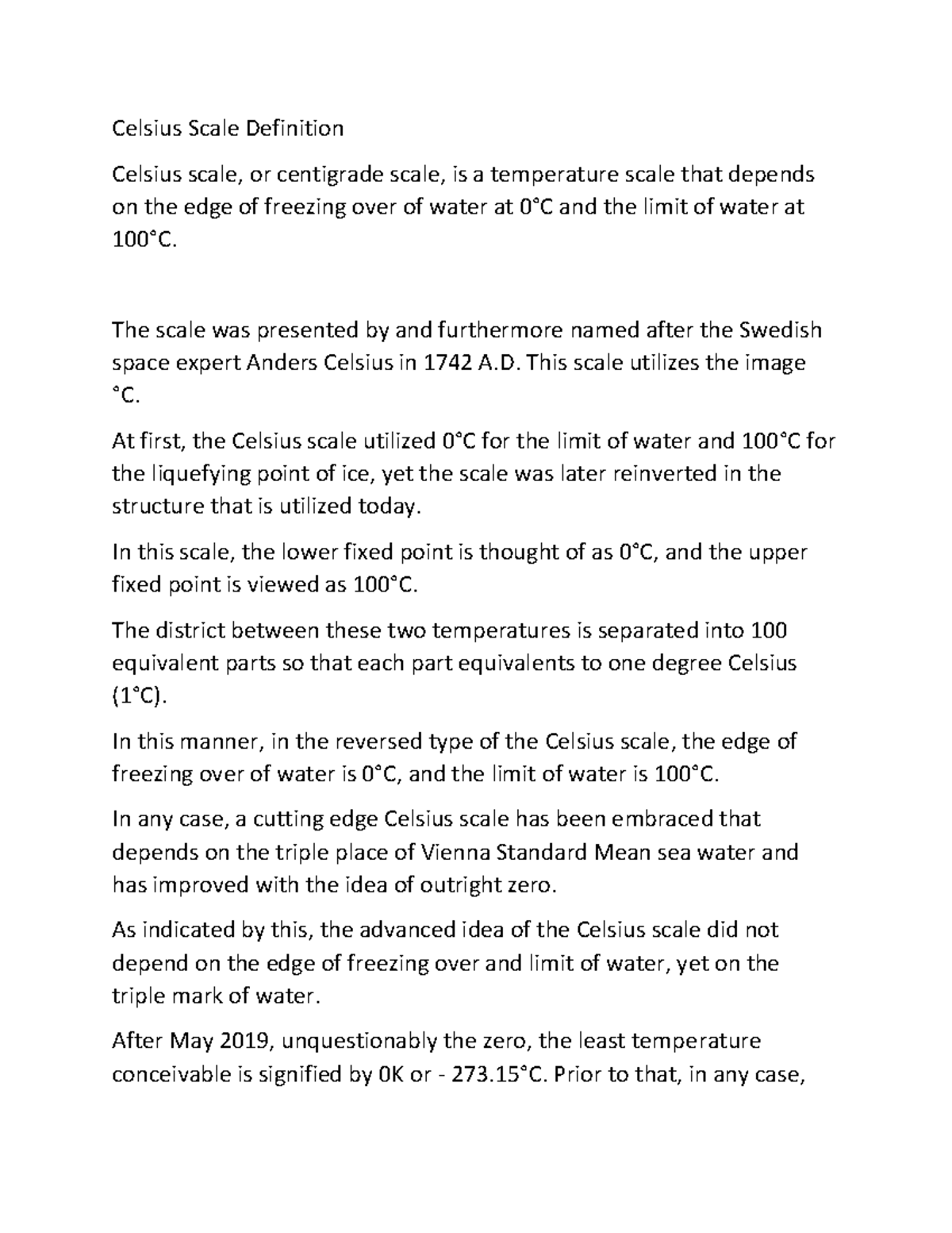 Document (2) - Useful notes of biological topic - Celsius Scale ...