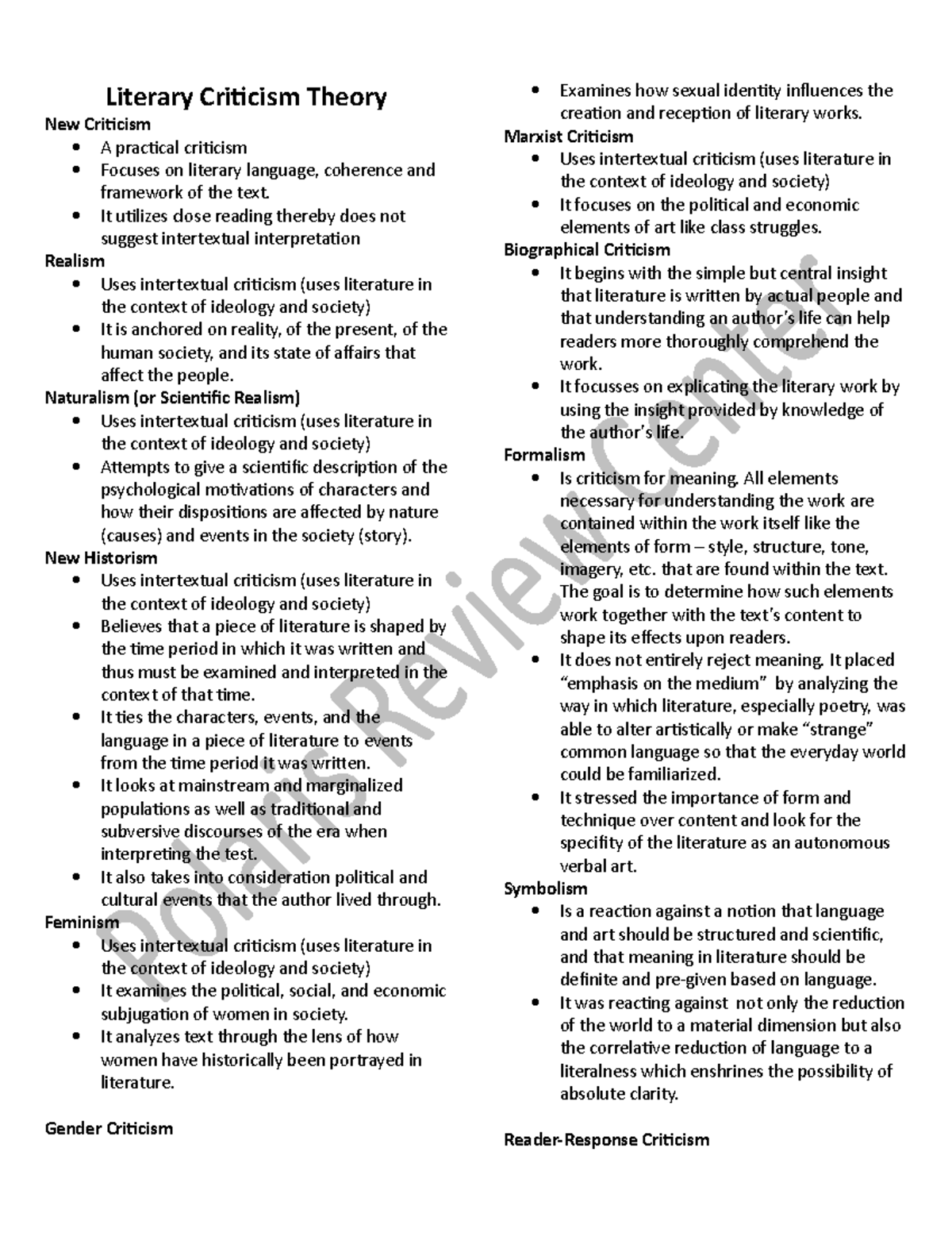 Literary-Criticism - Literary criticism notes exams - Literary ...