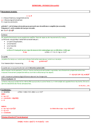 Formule MRU MRUA MCU - Formules : MRU, MRUA et MCU MRU : Mouvement ...