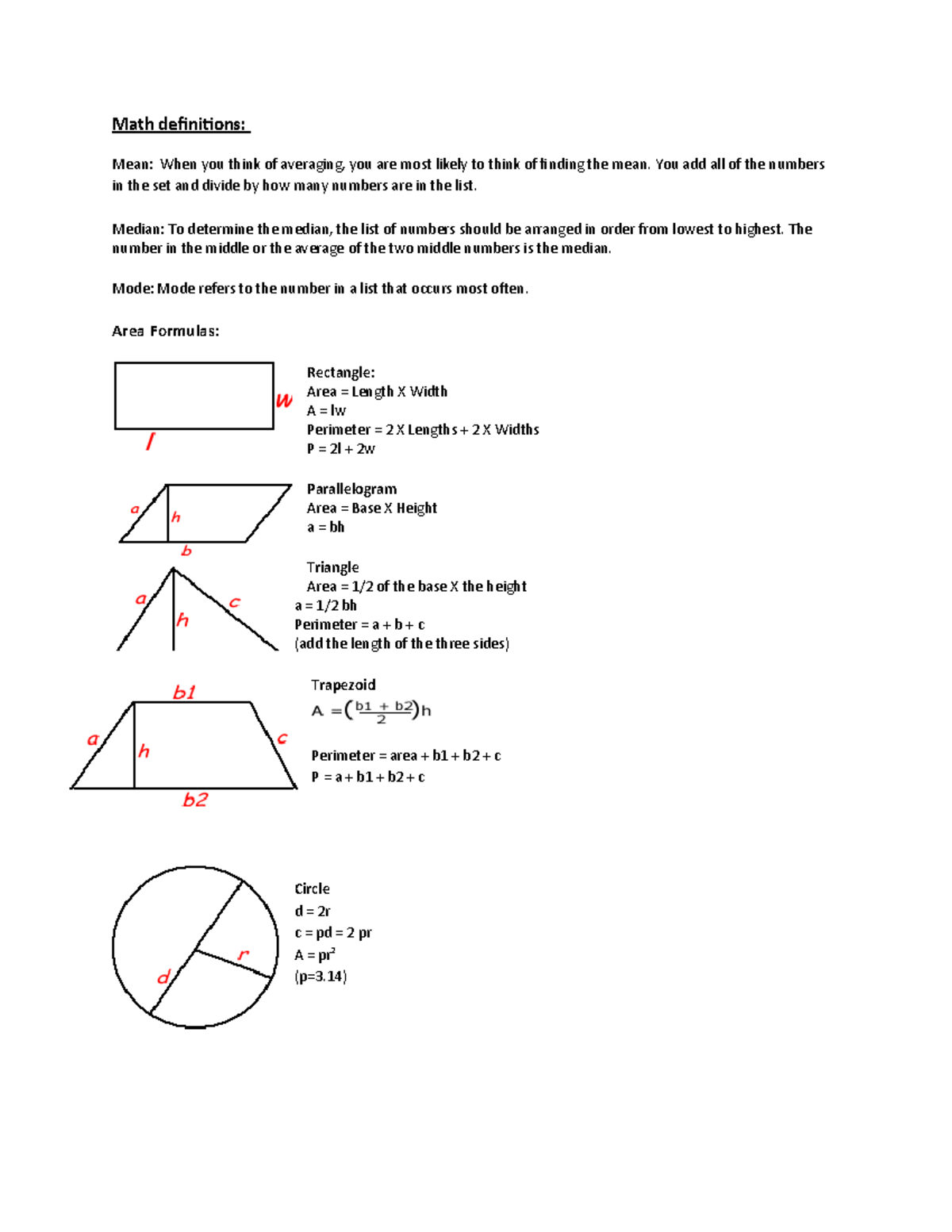 52171210-Math-definitions - Math definitions: Mean: When you think of ...