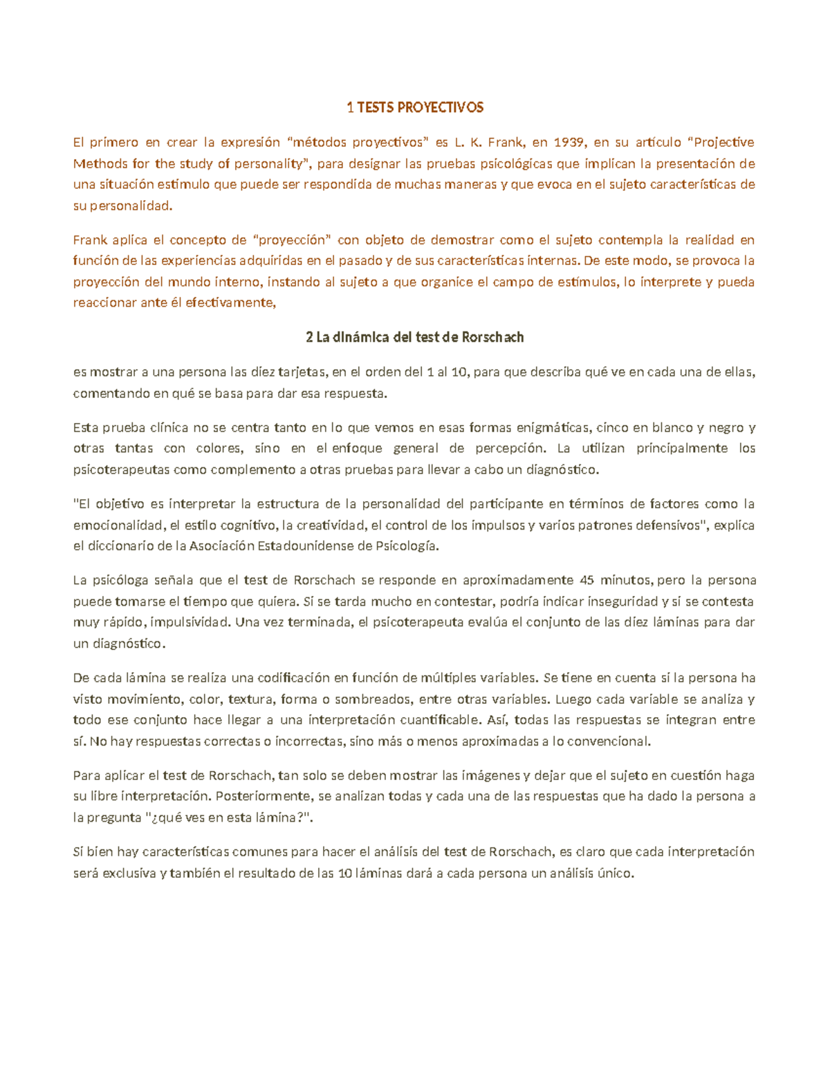 TEST Roscher - 1 TESTS PROYECTIVOS El primero en crear la expresión ...