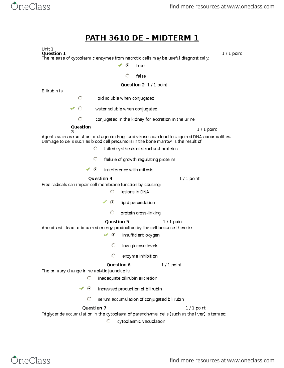 Midterm-1 Questions and answers - Path3610 - U of G - Studocu