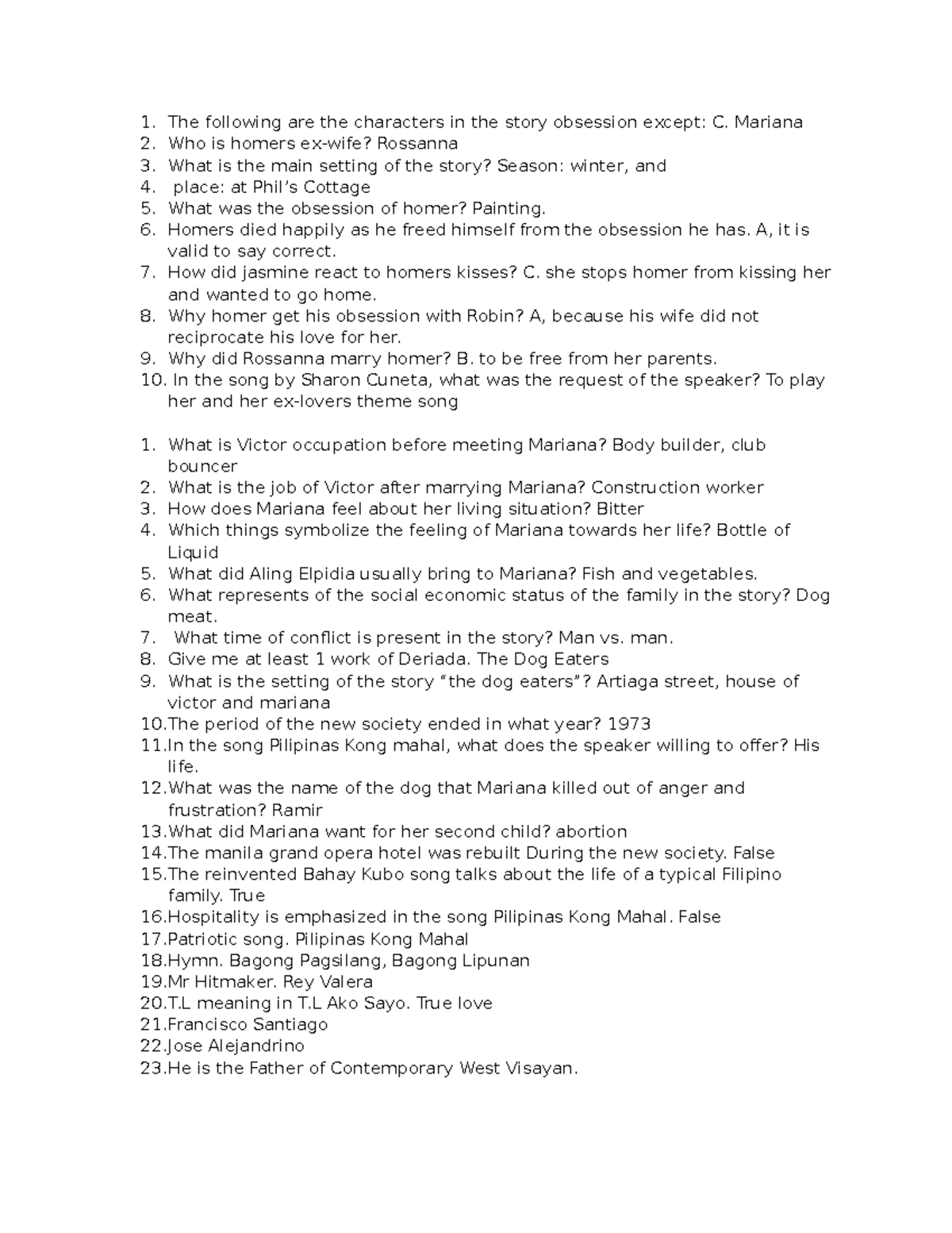 Phillit Reviewer SEMI 075537 - The following are the characters in the ...