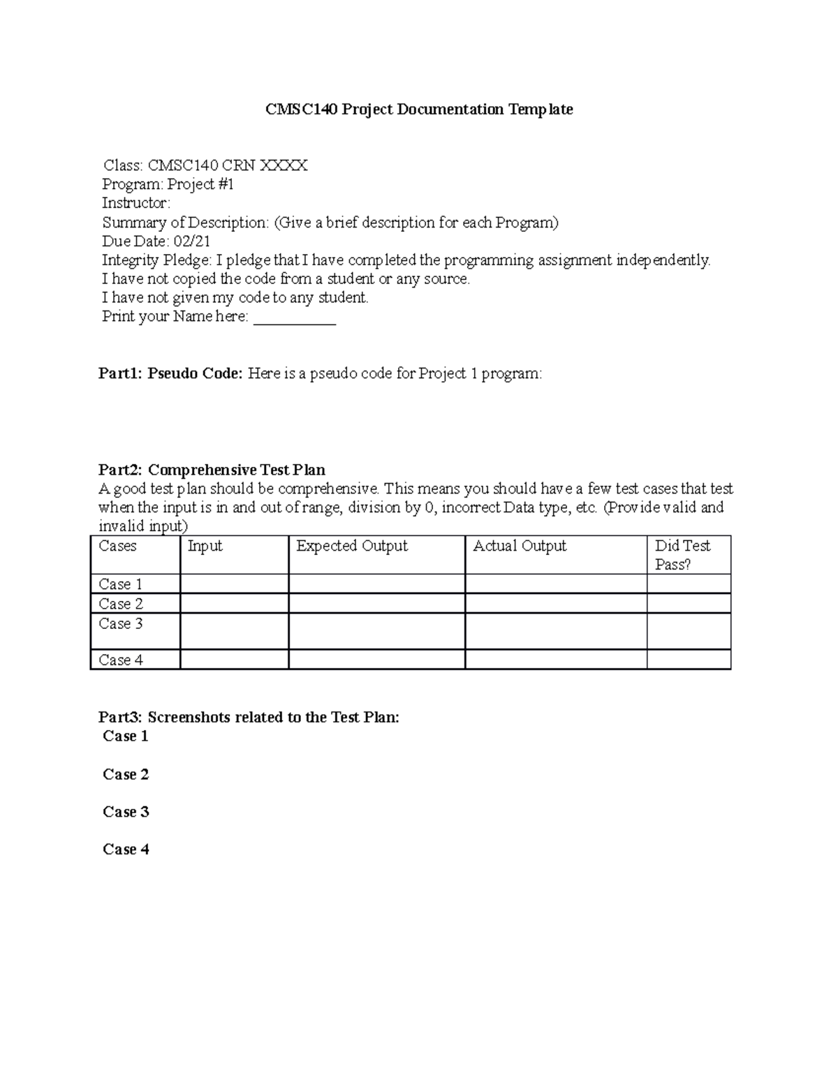 CMSC140 Project 1 Documentation Template(1) - CMSC140 Project Documentation Template Class ...