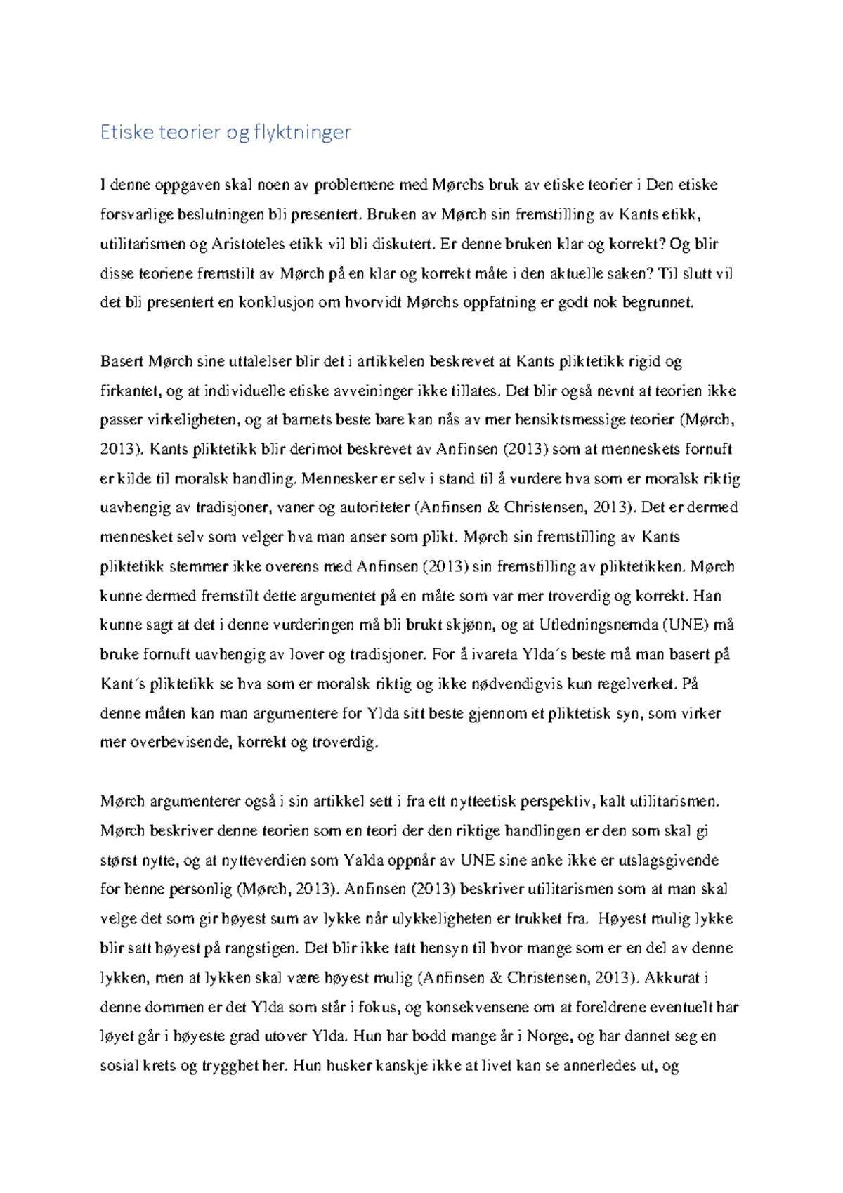 Etiske teorier og flyktninger, innlevering - FIL-0702 - Studocu