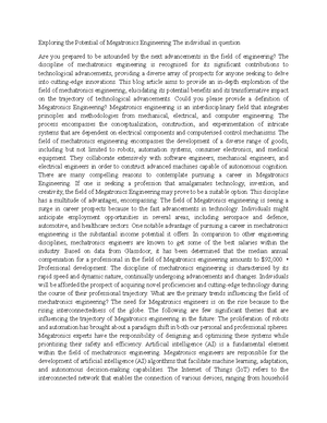 Megatronics - The Multifaceted Nature of Mechatronics Engineering ...