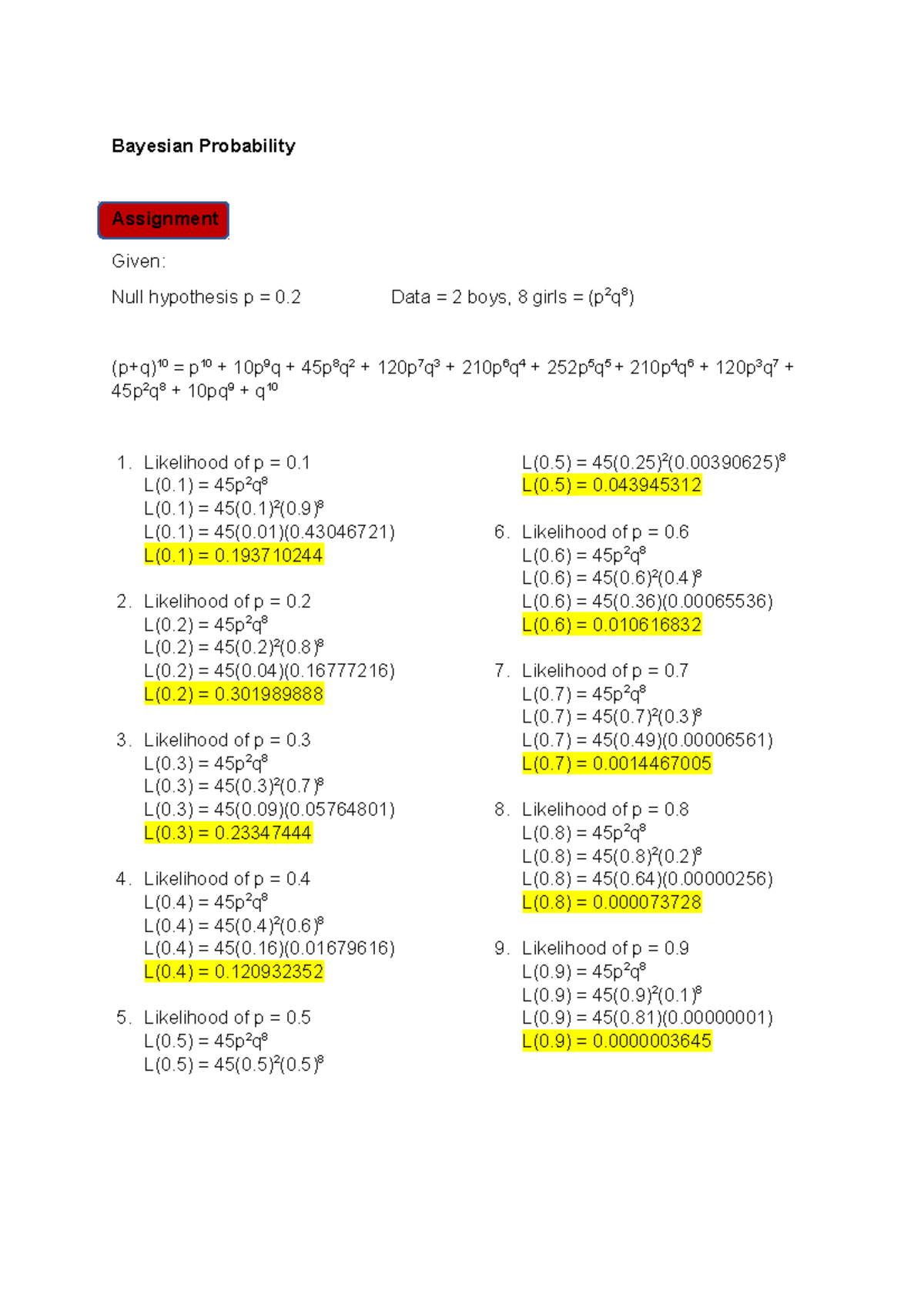 Bayesian probability assignment - Bayesian Probability Assignment Given ...