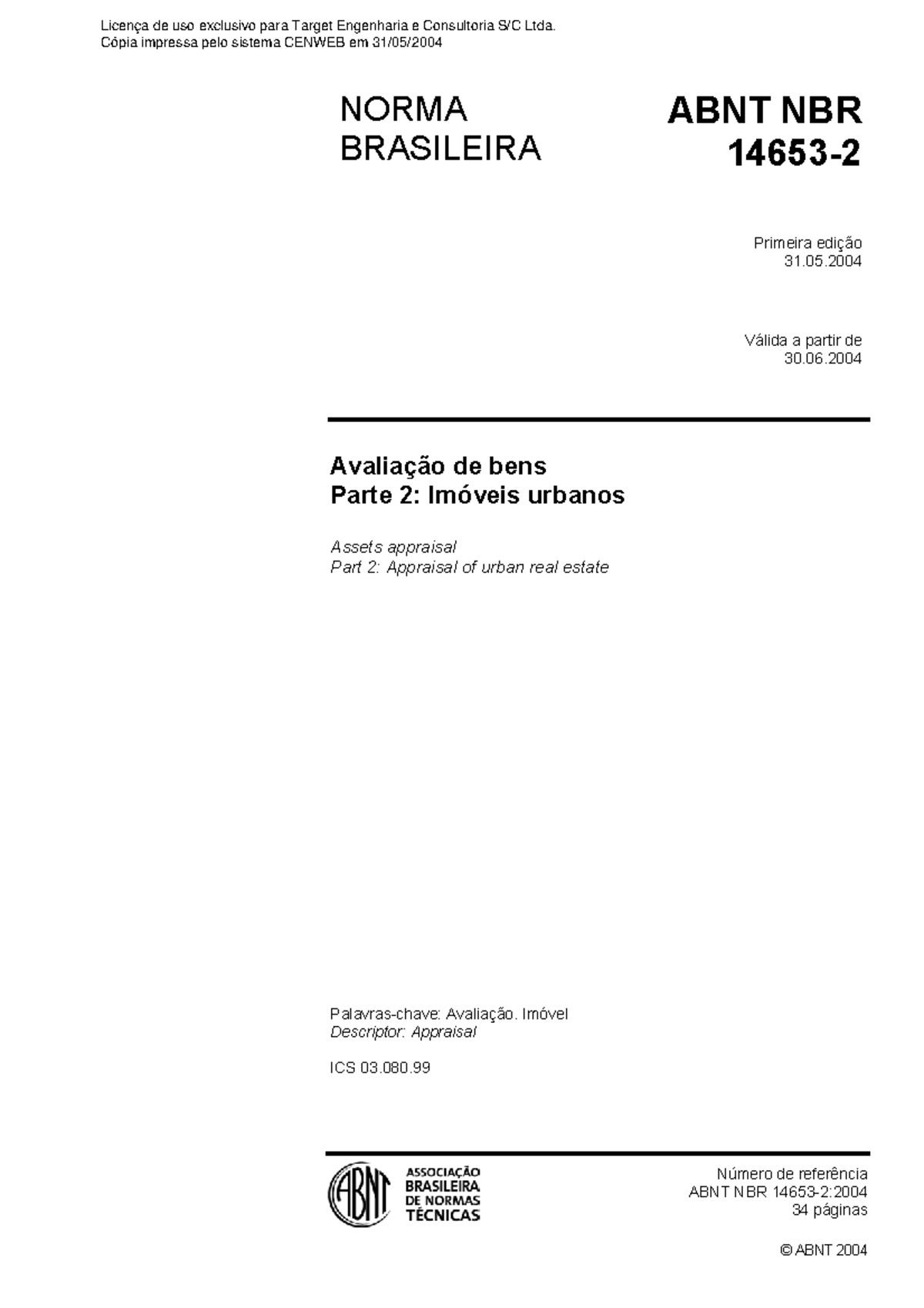 Pdfcoffee - nbr-14653-2-avaliaao-de-bens-2-imoveis-urbanos - © ABNT 2004 AvaliaÁ„o de bens Parte ...