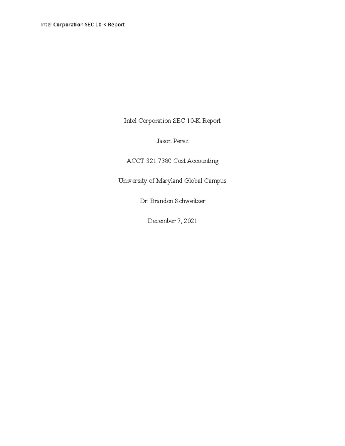 Intel Corporation SEC 10-K Report and Analysis - Intel Corporation SEC ...
