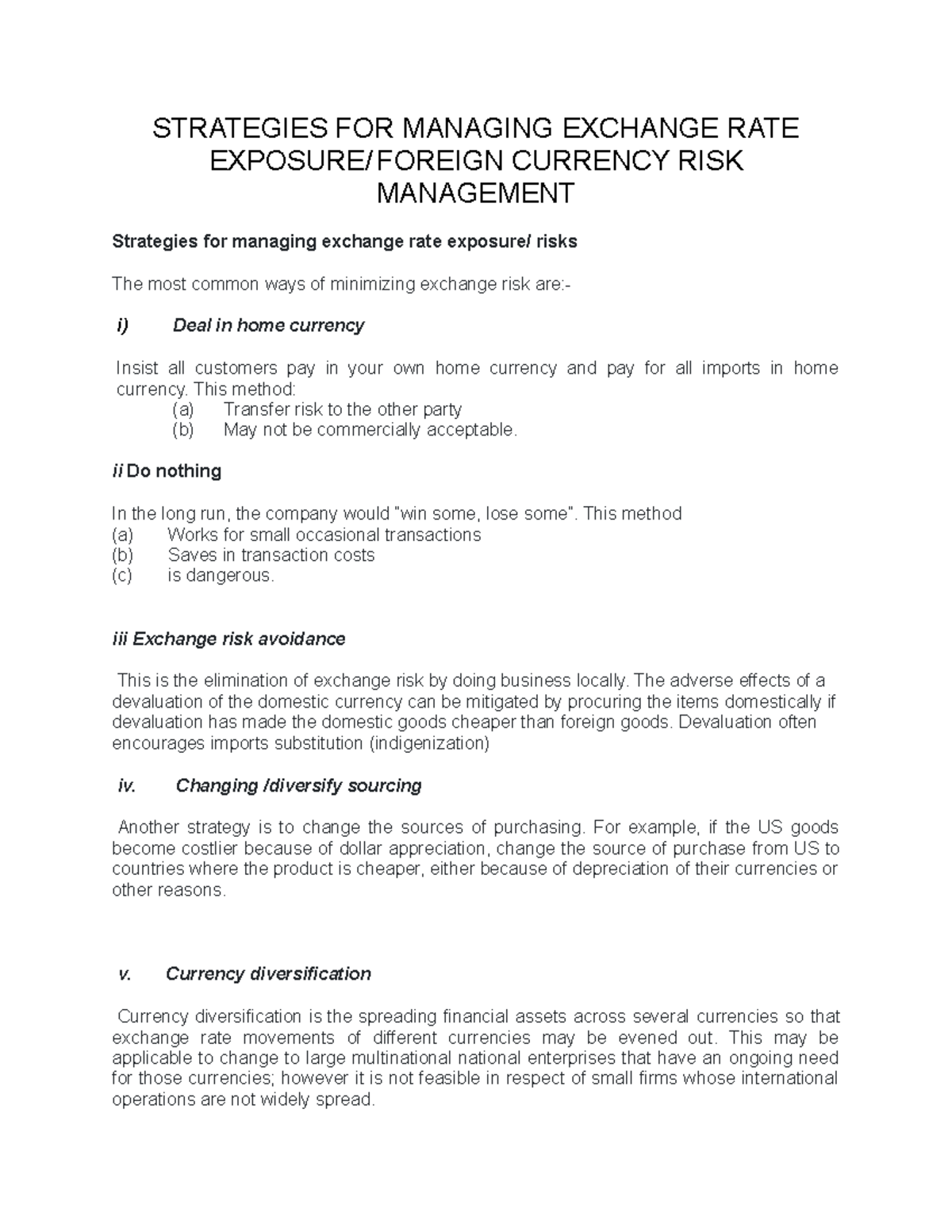 Strategies for managing exchange rate exposure - Economics and finance ...