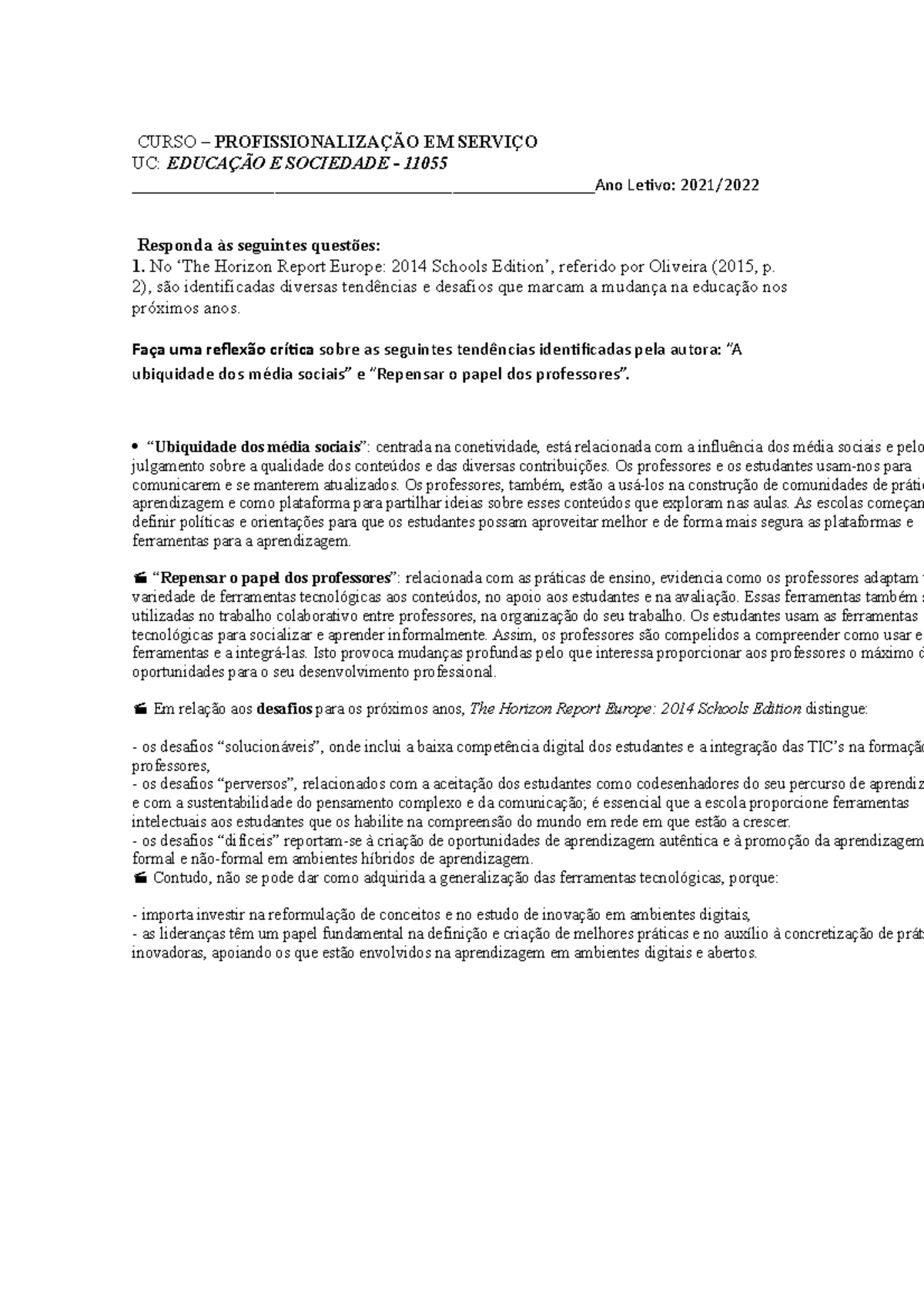 2021 22 efolio B Educação E Sociedade - 11055 - CURSO ...