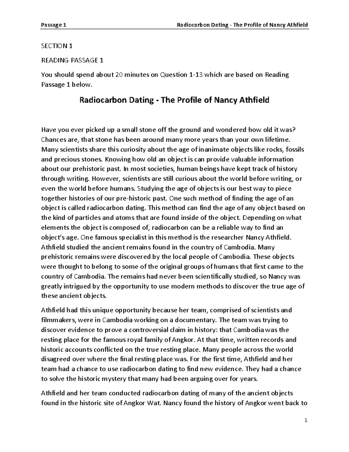 91 Passage 1 - Radiocarbon Dating - The Profile of Nancy Athfield Q1-13 ...