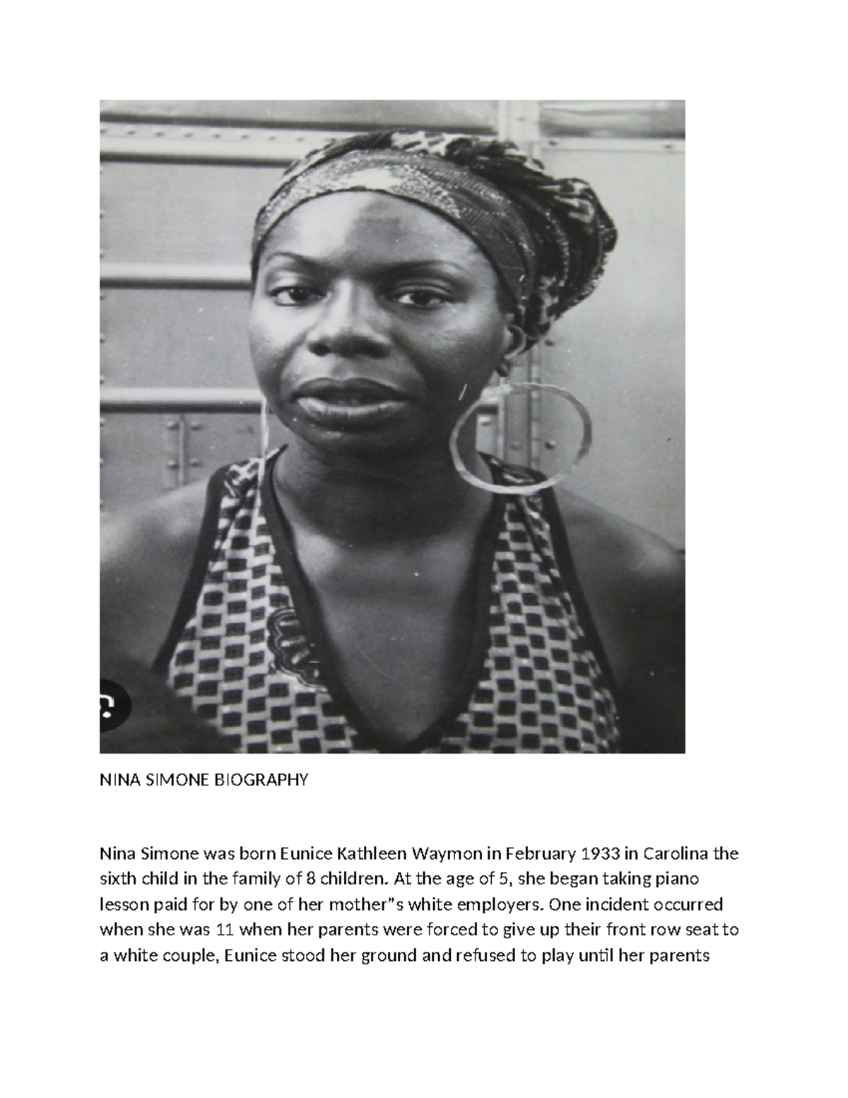 NINA Simone Biography - fgkjgfr - interpretation of statutes - NINA ...