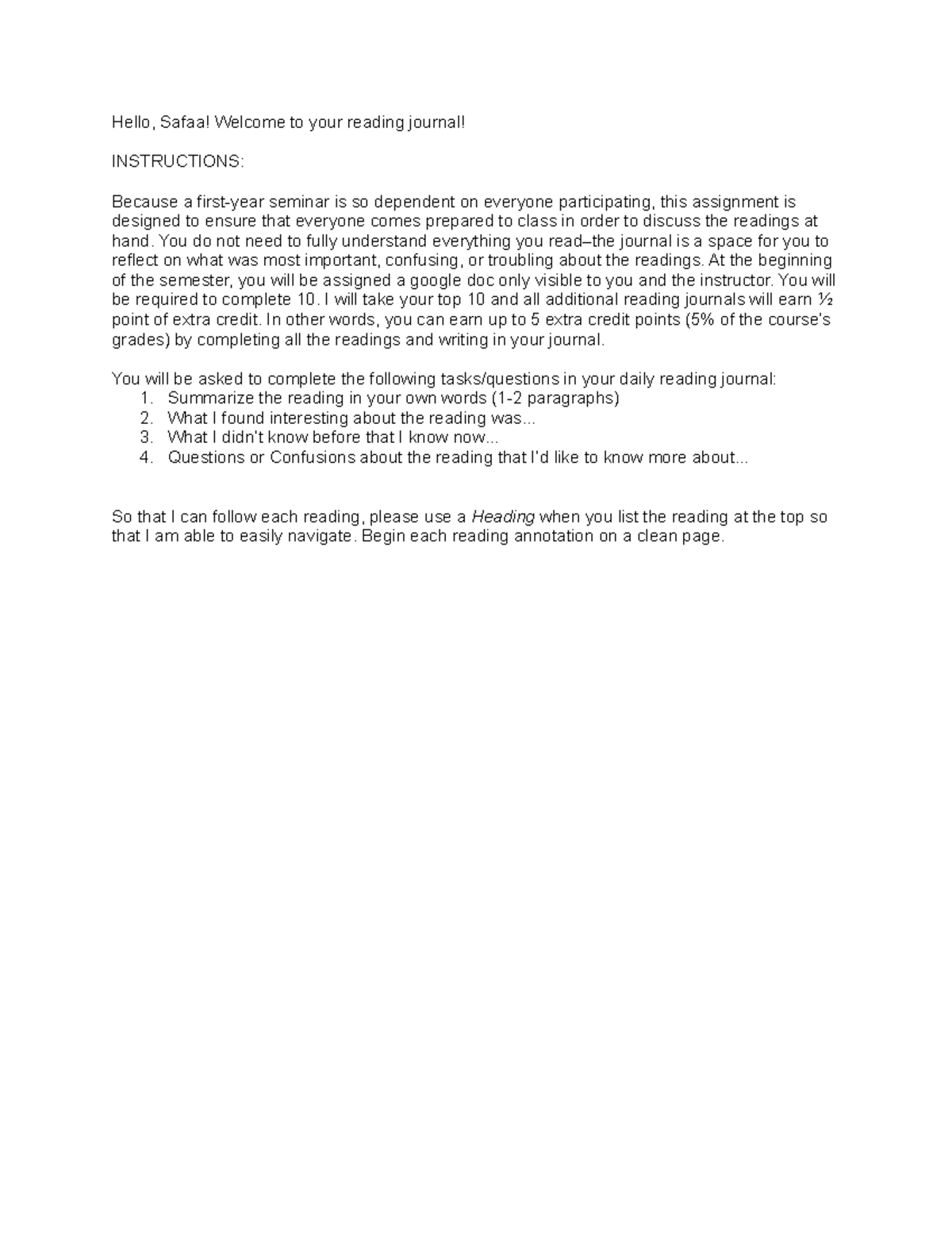 Asif-Reading Journal - Hello, Safaa! Welcome to your reading journal ...