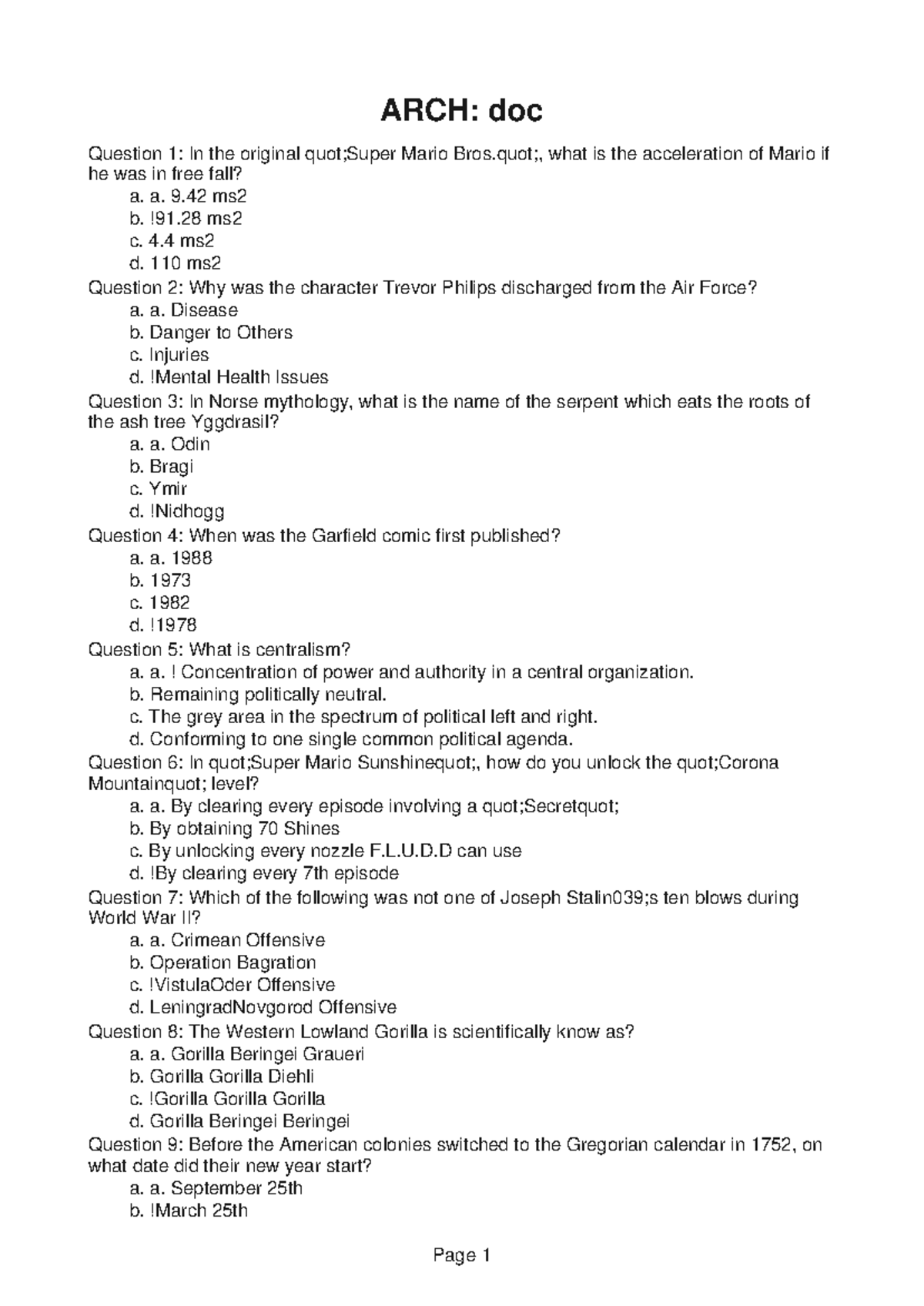 ARCH109 Week 10 - ARCH: doc Question 1: In the original quot;Super ...