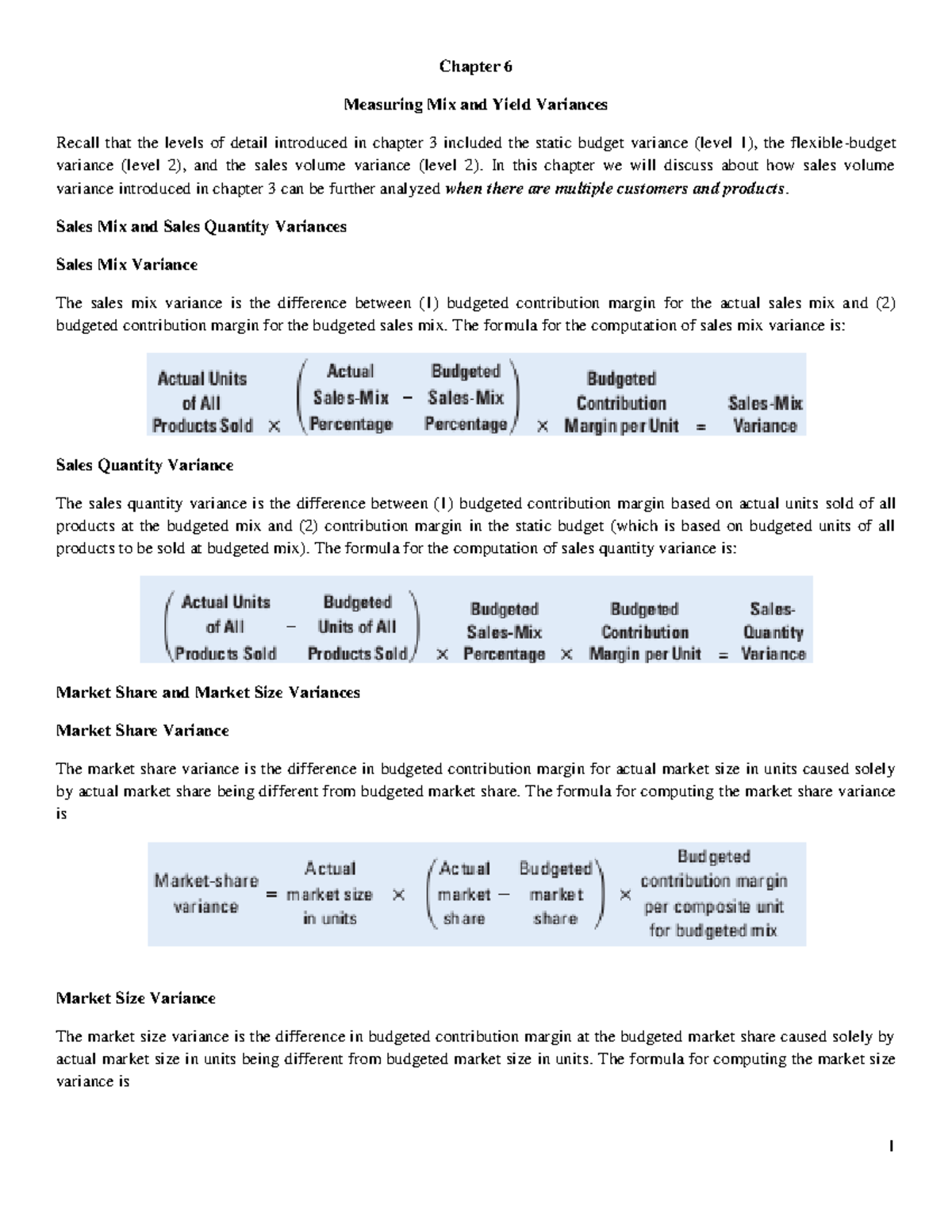 CMA 2 CH 6 Measuring Mix and Yield Variances - Chapter 6 Measuring Mix and Yield Variances ...