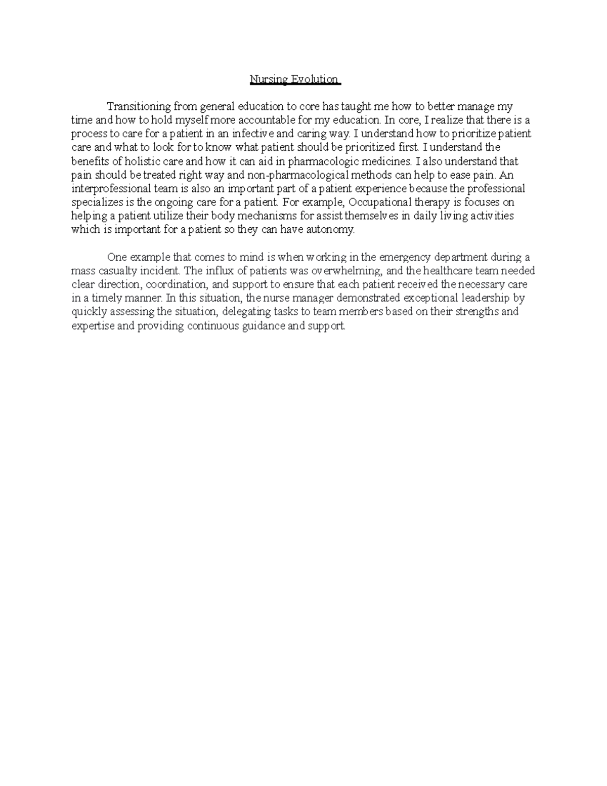 Nursing Evolution - Nursing Evolution Transitioning from general ...