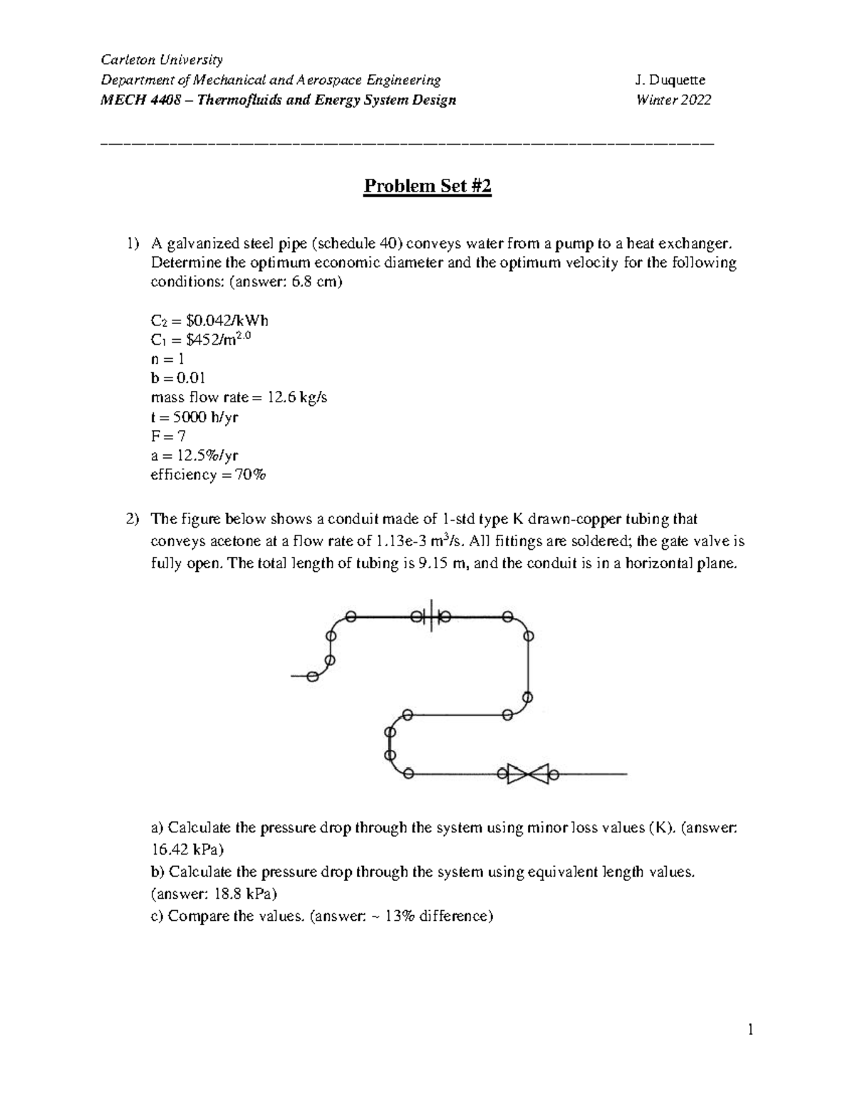 Problem set 2 - Carleton University Department of Mechanical and ...
