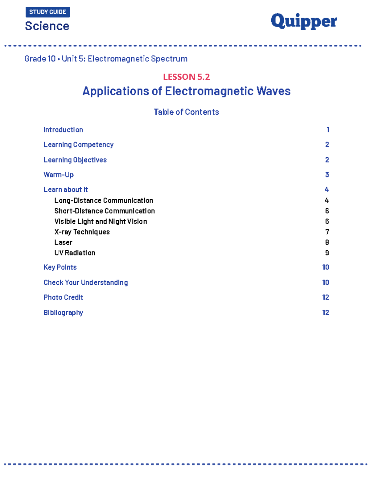 ME Sci 10 Q2 0502 SG - Applications of Electromagnetic Waves - Grade 10 ...