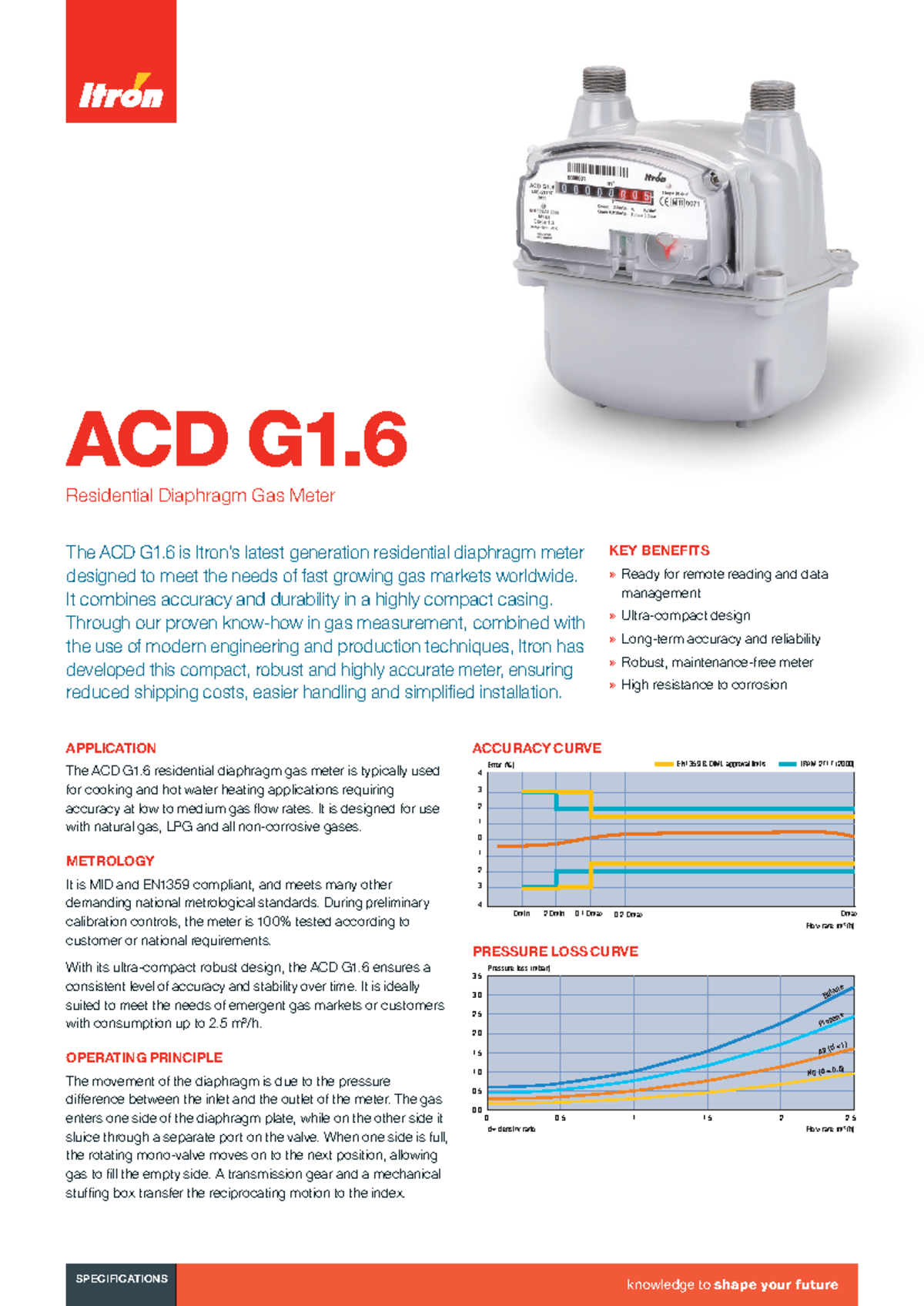Brochure ACD-G1 - Gas Meter Diaphragma G1.6 - ACD G1. Residential Diaphragm Gas Meter The ACD G1 ...
