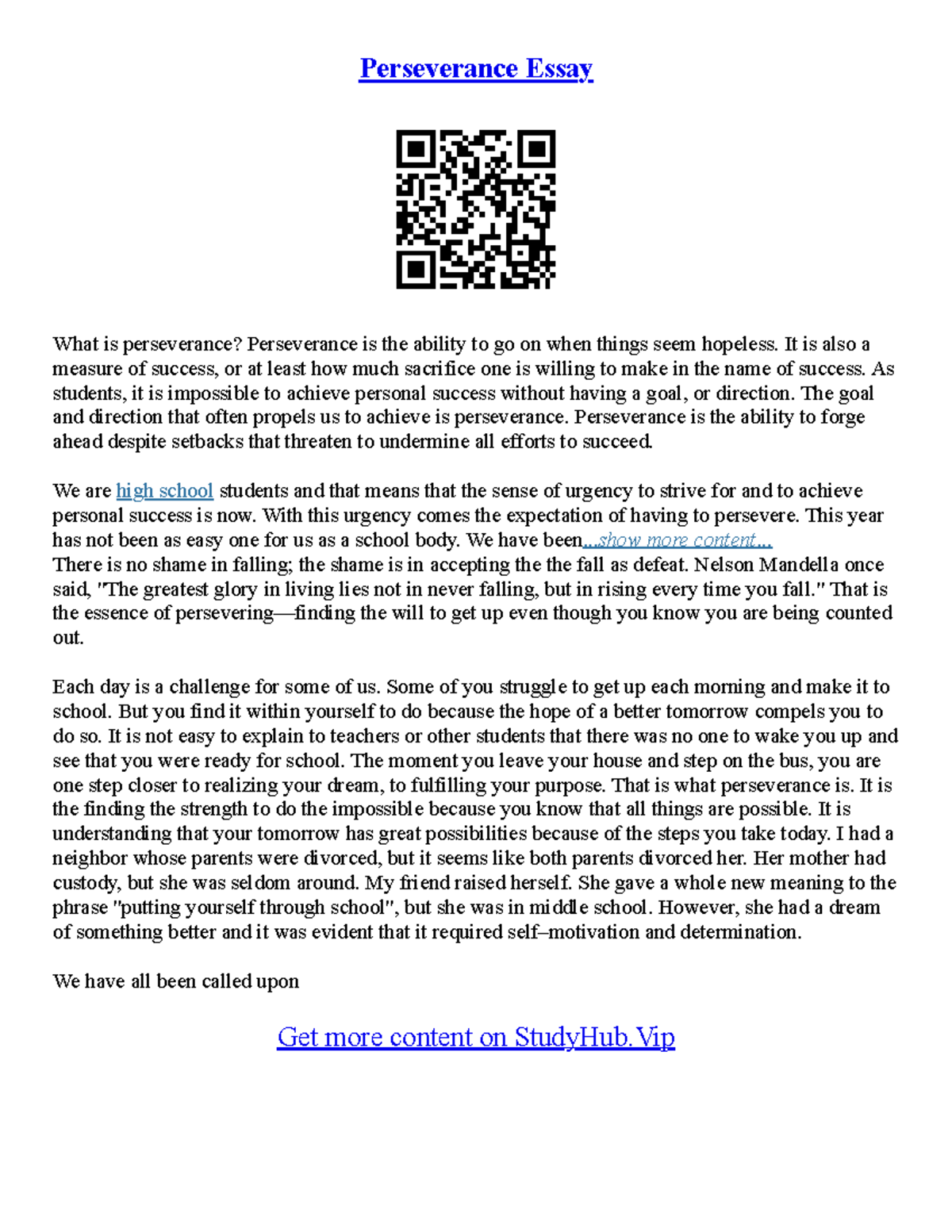 Great Hooks For Essays - Perseverance Essay What is perseverance ...