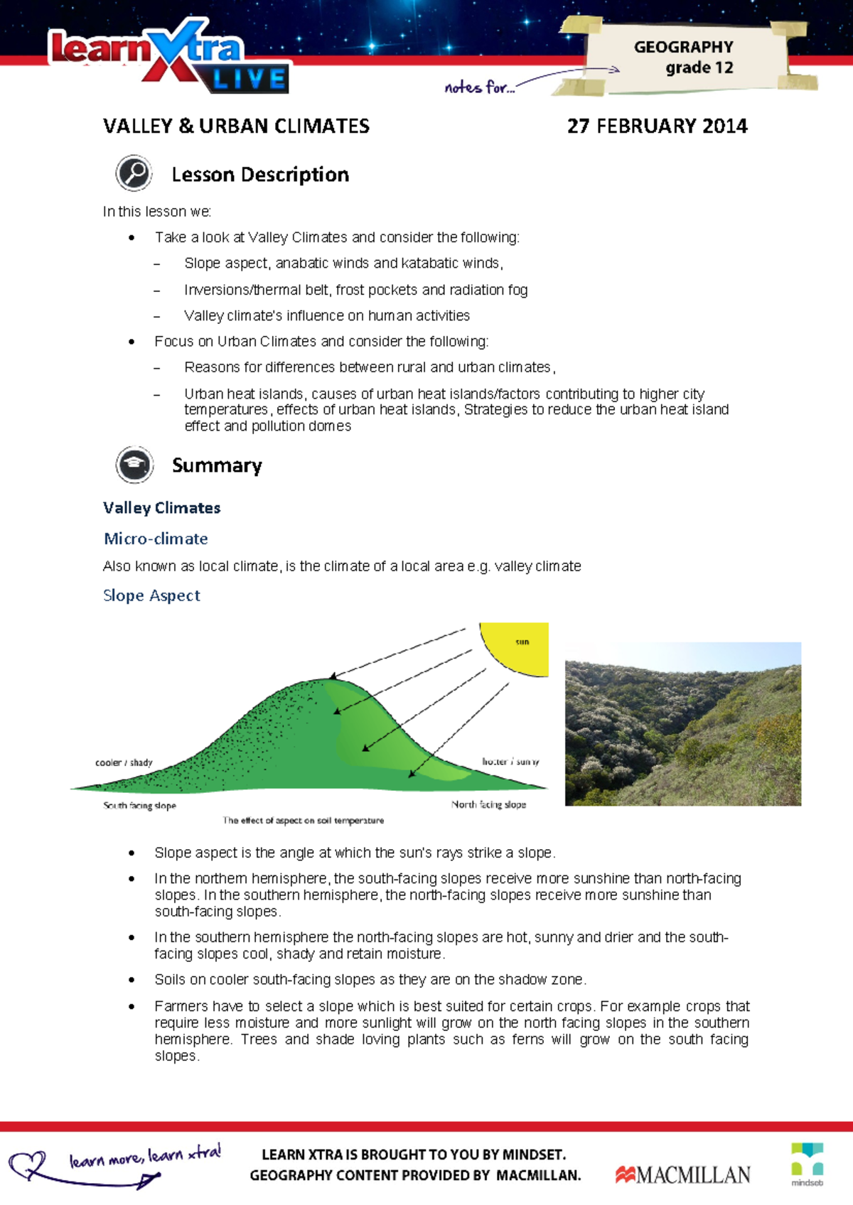 LXL Gr12Geography 04 Valley-and-Urban-Climates 27Feb2014 - VALLEY ...