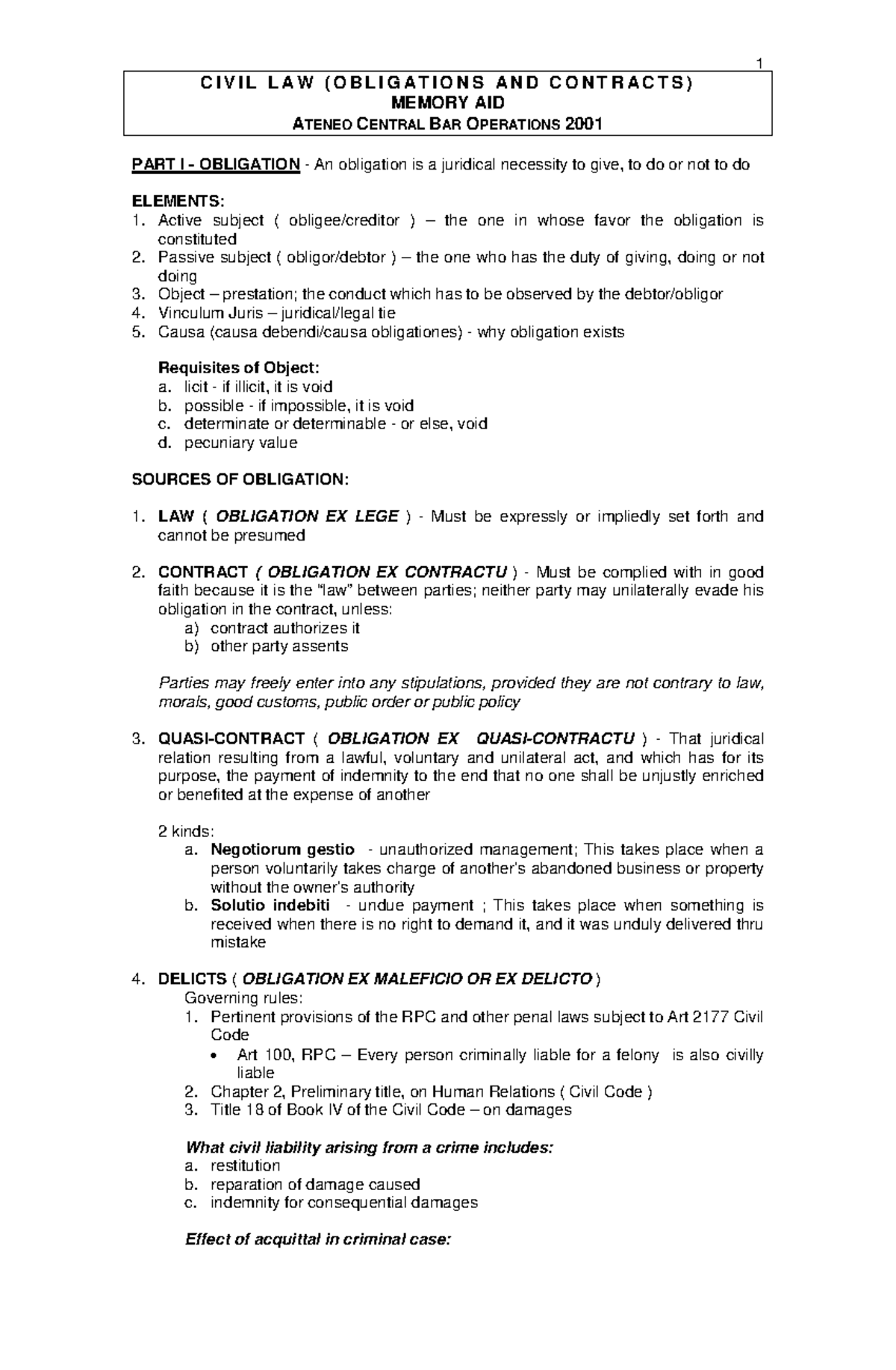 Oblicon-legal-notes - LAW1 - DLSU - Studocu