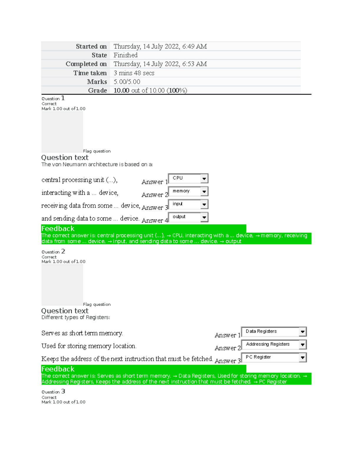CS 1104 UNIT 5 SELF QUIZ - Self quiz with complete solutions for better practices - Started on ...