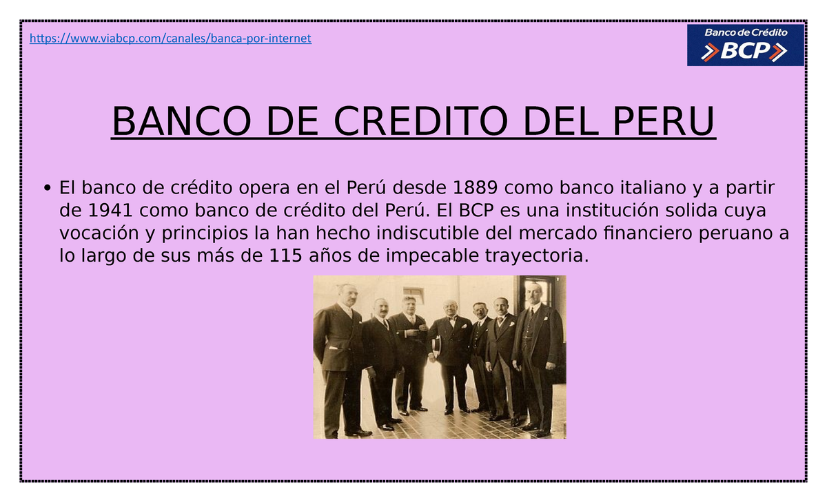 Expocicion Final - BANCO DE CREDITO DEL PERU El banco de crédito opera ...