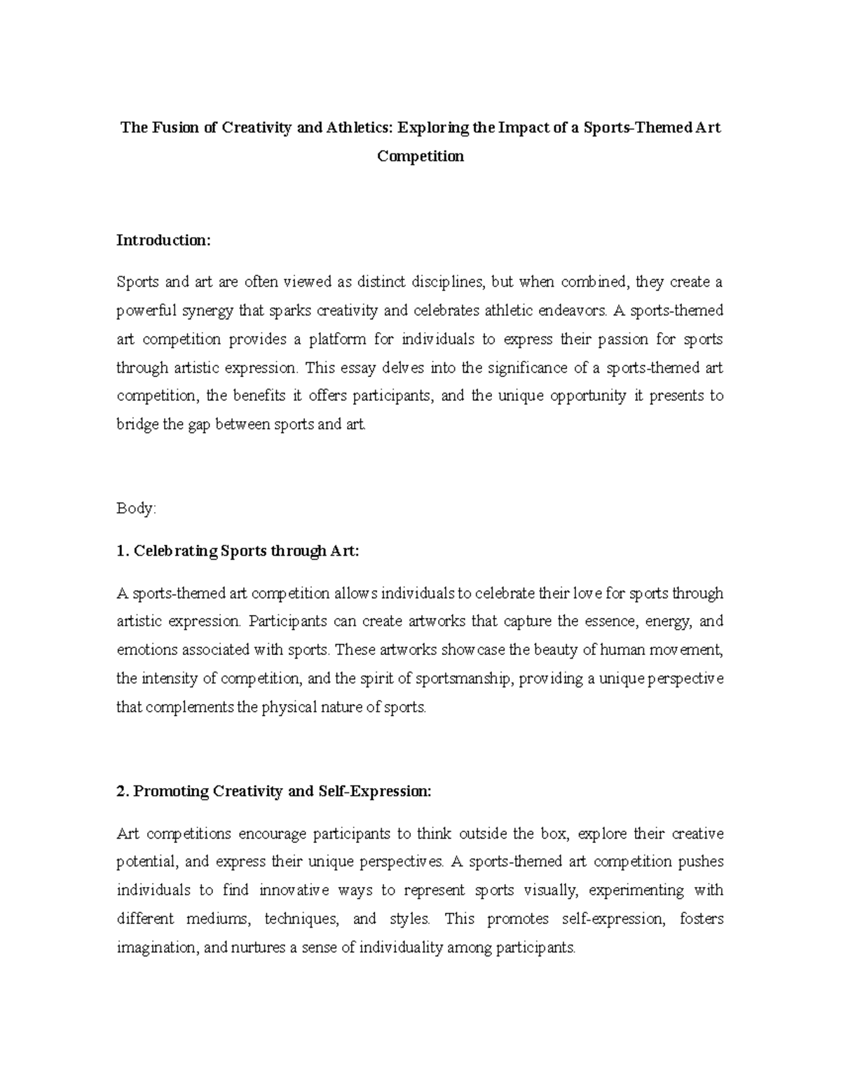 The Fusion of Creativity and Athletics - A sports-themed art ...