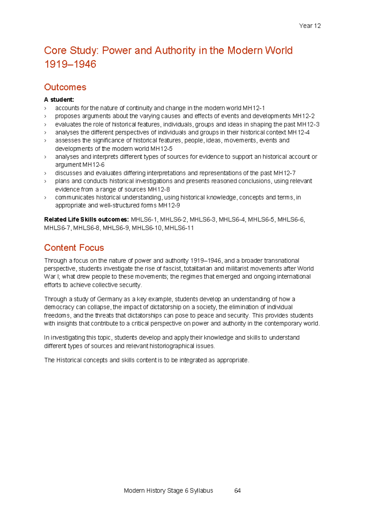 Syllabus power and authority - Year 12 Modern History Stage 6 Syllabus ...