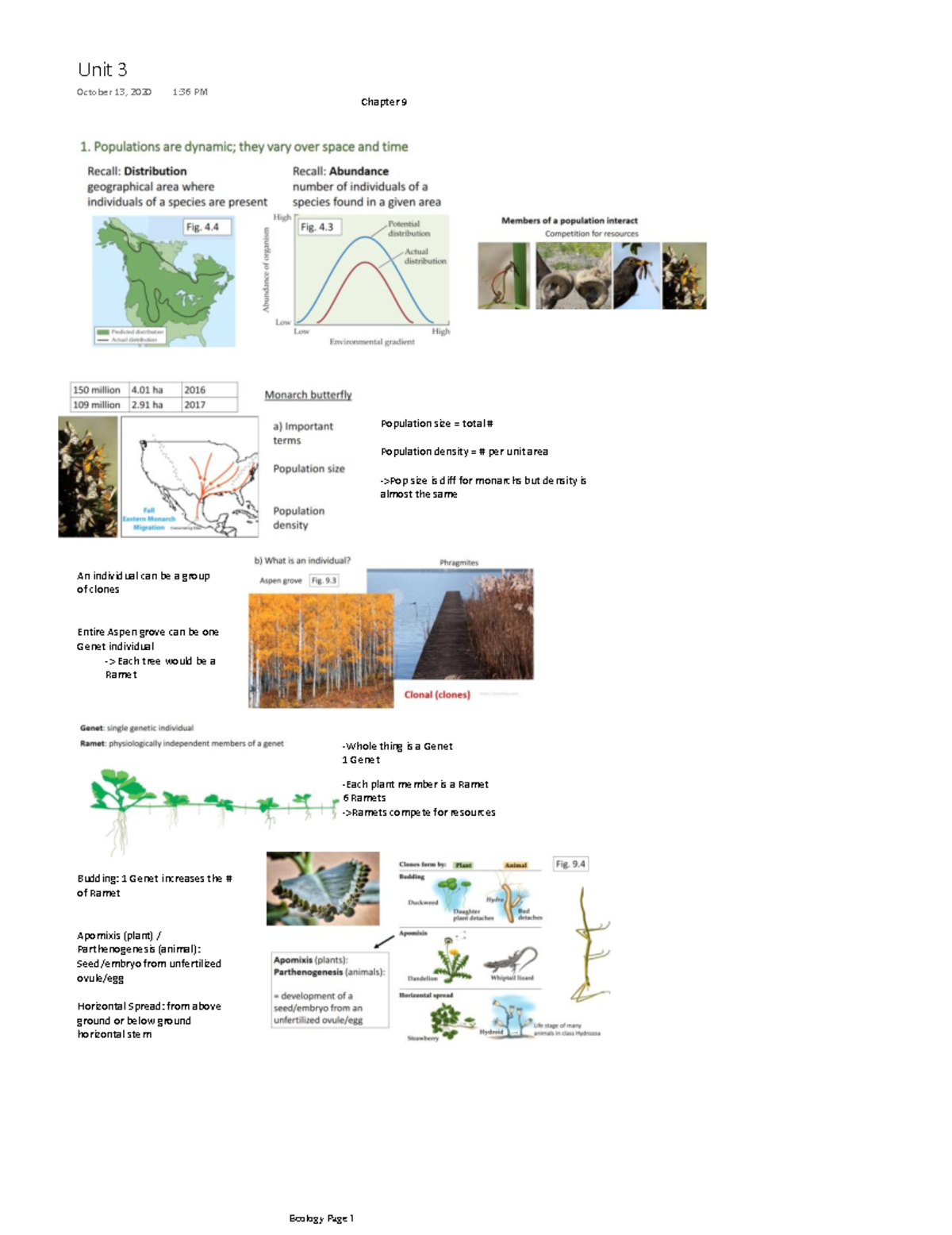 Unit 3 - Lecture notes Unit 3 - Population size = total # Population ...