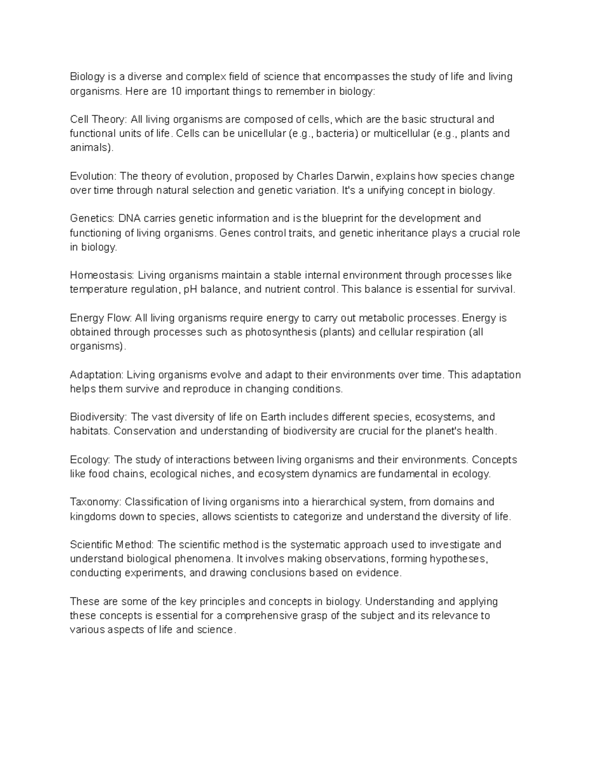 Biology - n/a - Biology is a diverse and complex field of science that ...