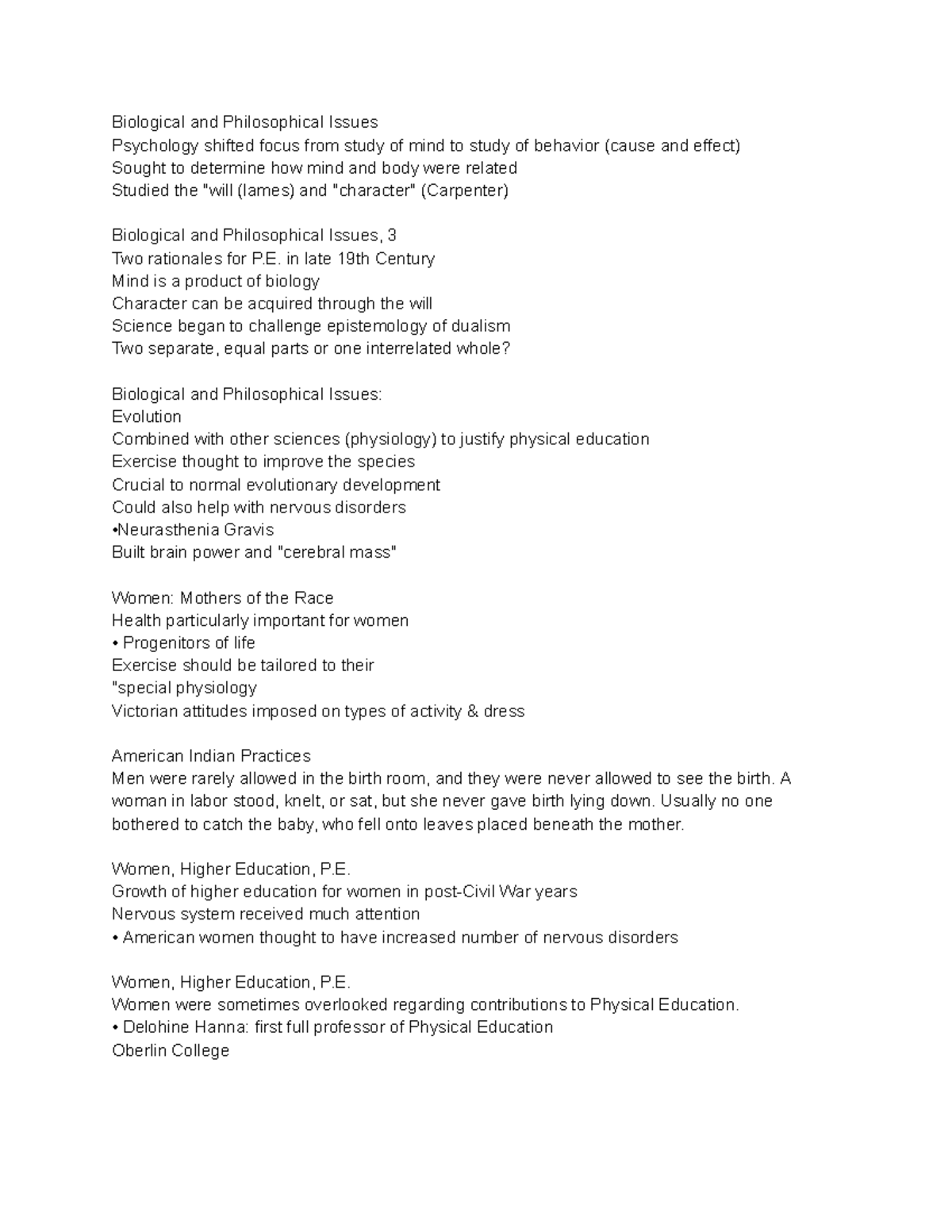 KHP 200 4/19 notes - Biological and Philosophical Issues Psychology ...