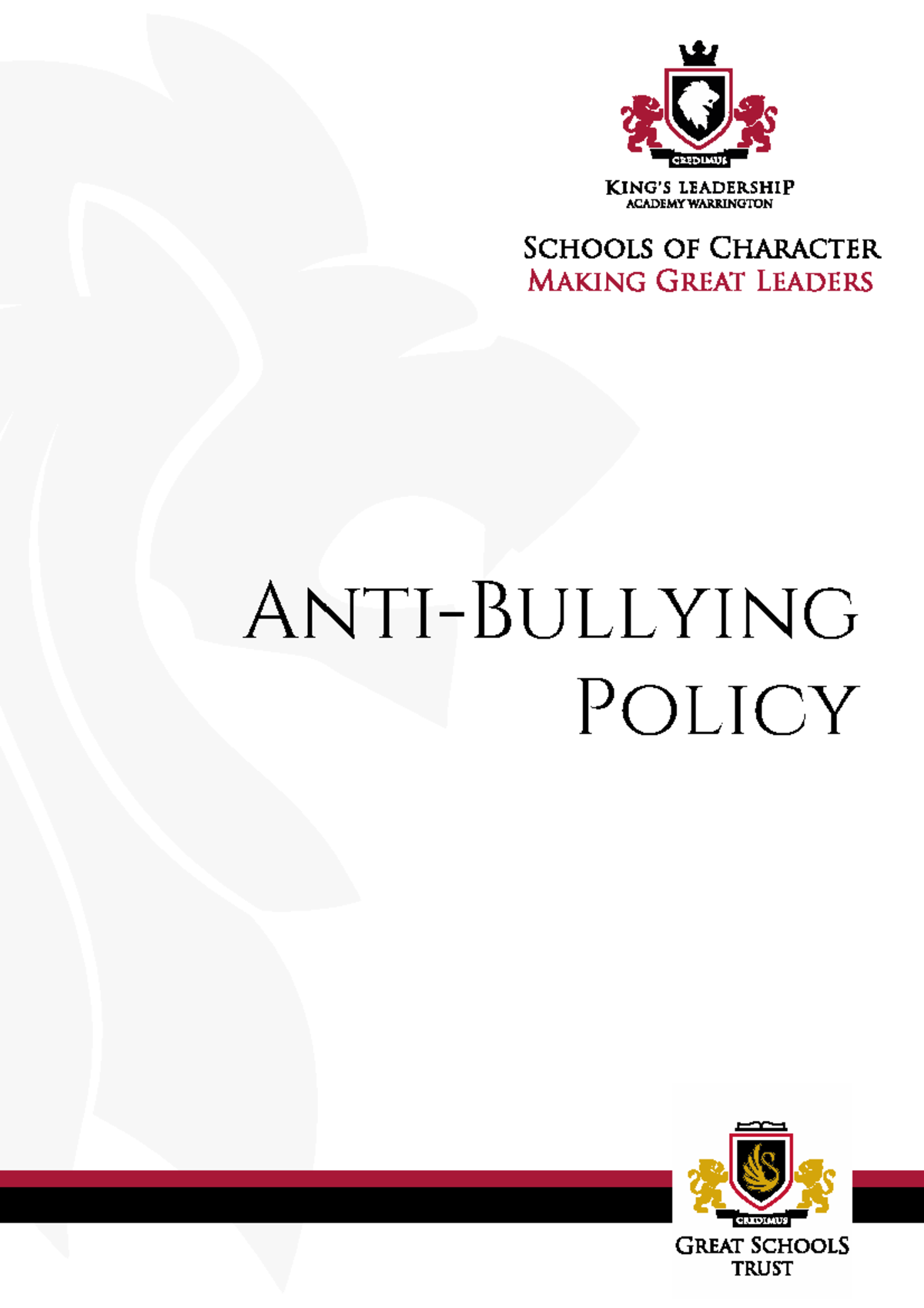 Policy of schools - Document Control This document has been approved ...