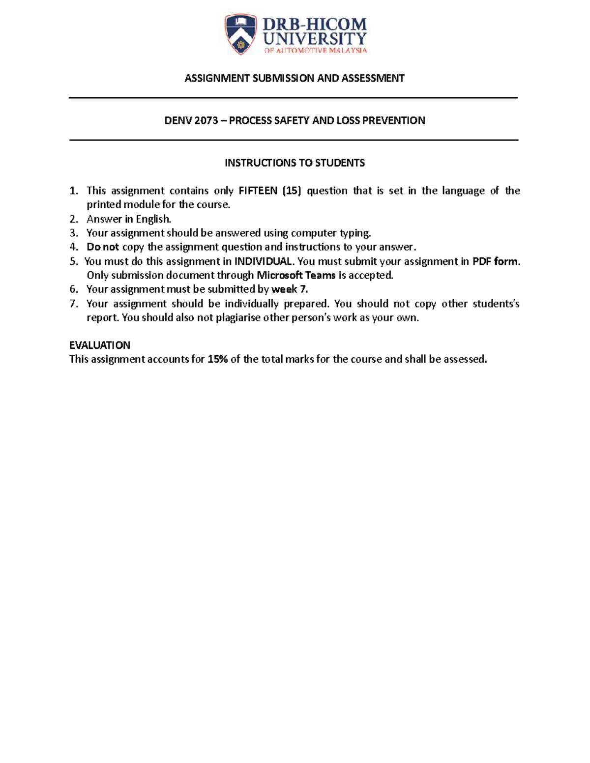 Assignment Individual madam emmyra - ASSIGNMENT SUBMISSION AND ASSESSMENT - Studocu