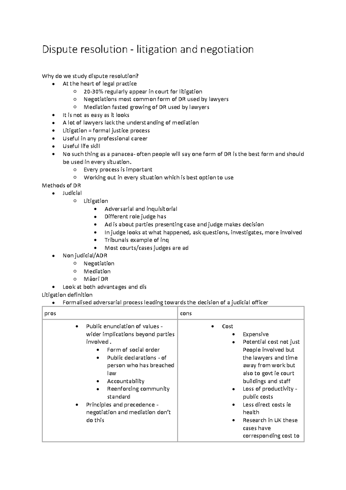 Dispute resolution notes - Dispute resolution - litigation and ...