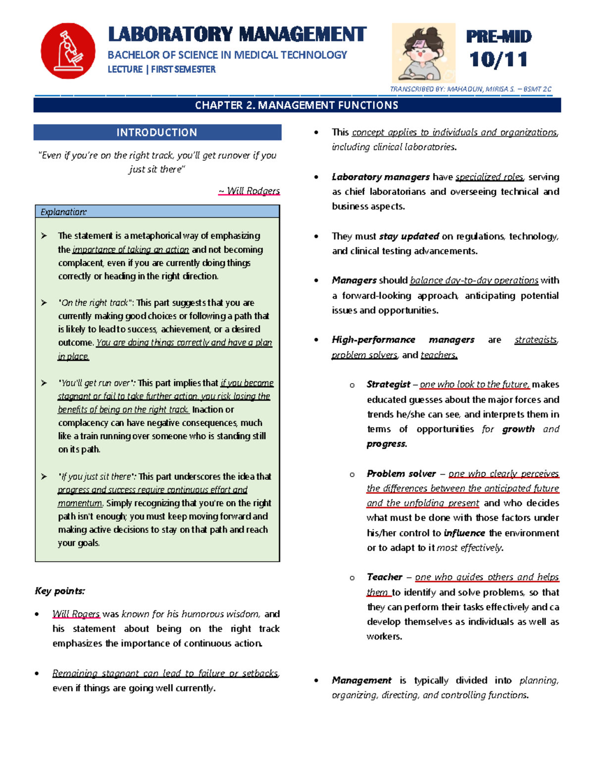 Labman- Chapter 2 - LABORATORY MANAGEMENT BACHELOR OF SCIENCE IN ...