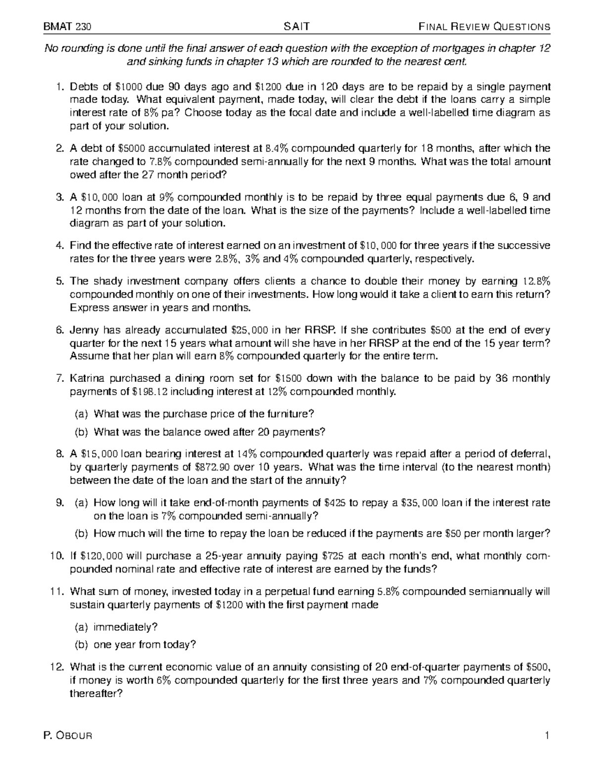 BMAT 230 - Comprehensive Review Questions - BMAT 230 SAIT FINAL REVIEW ...