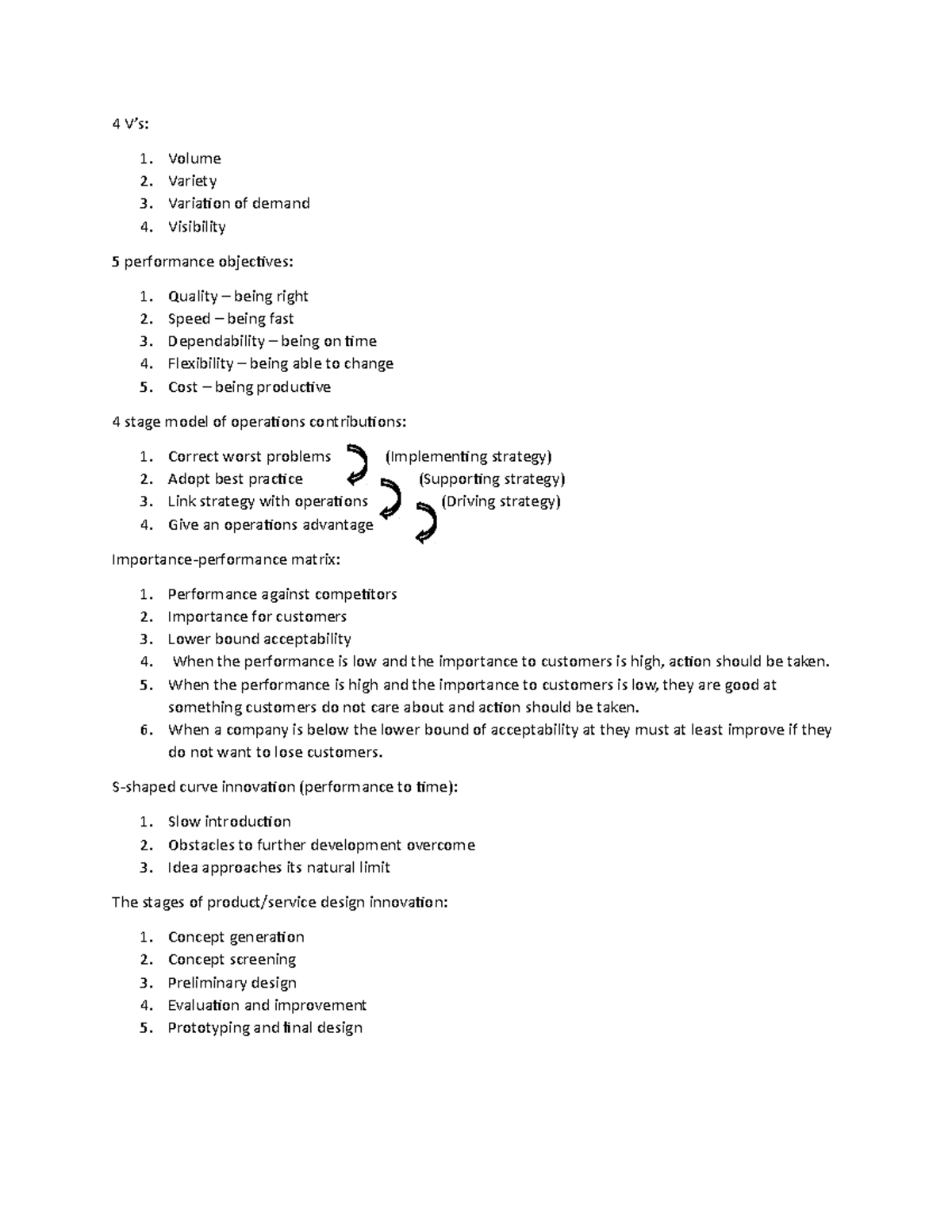 Operations management verkort - 4 V’s: Volume Variety Variation of ...